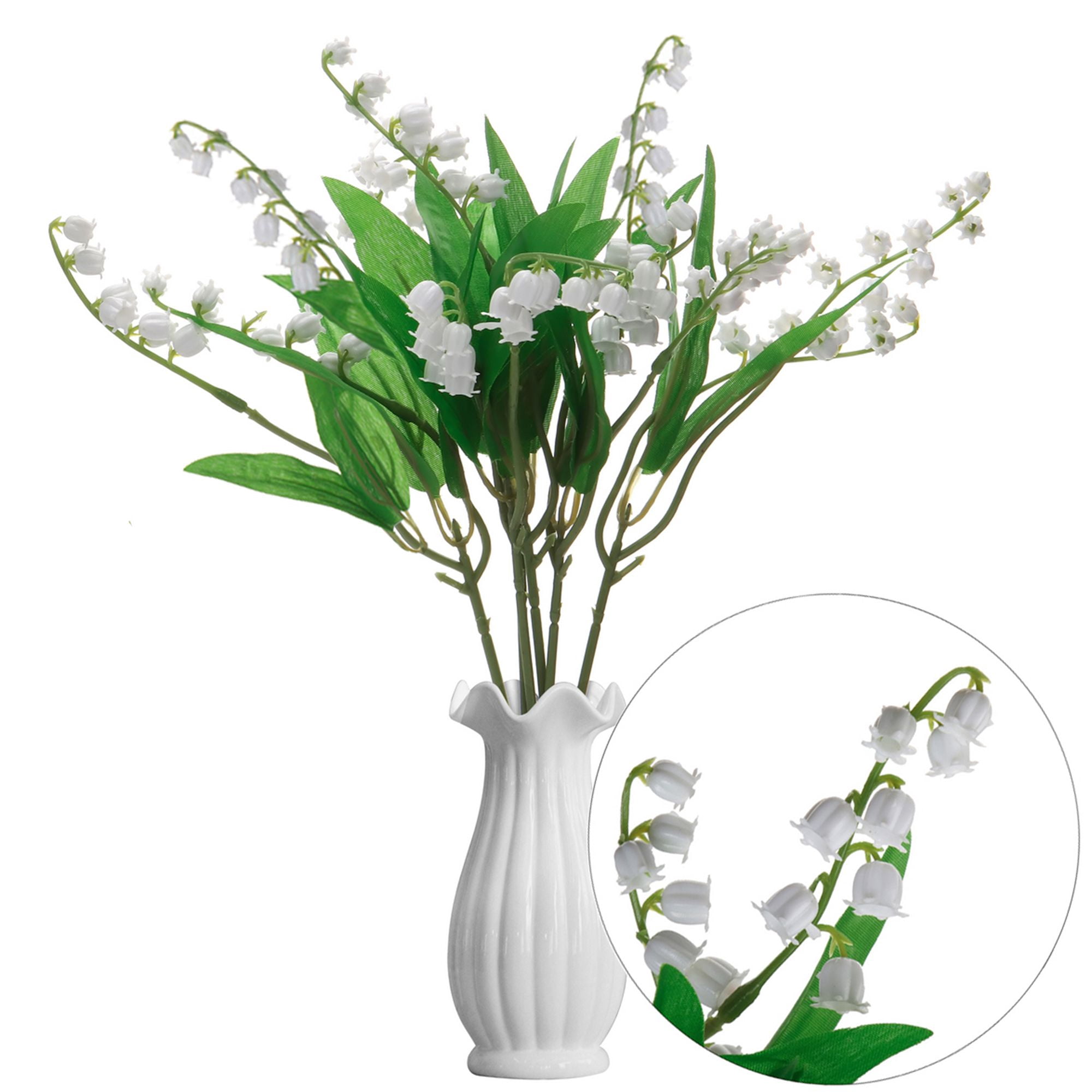 Gustave 18 Pcs Artificial Lily of the Valley Flowers Faux Flower Fake ...
