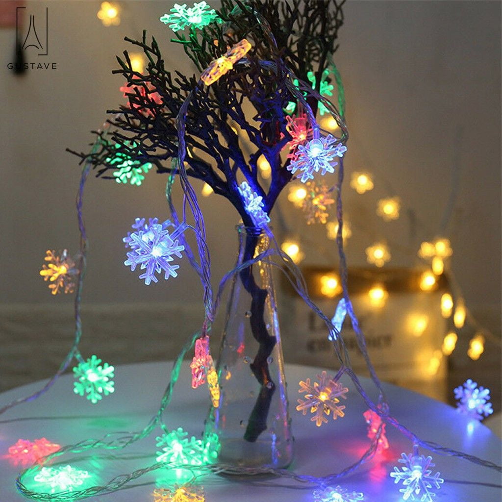 Gustave 19.69ft Christmas Snowflake String Lights Battery Powered ...