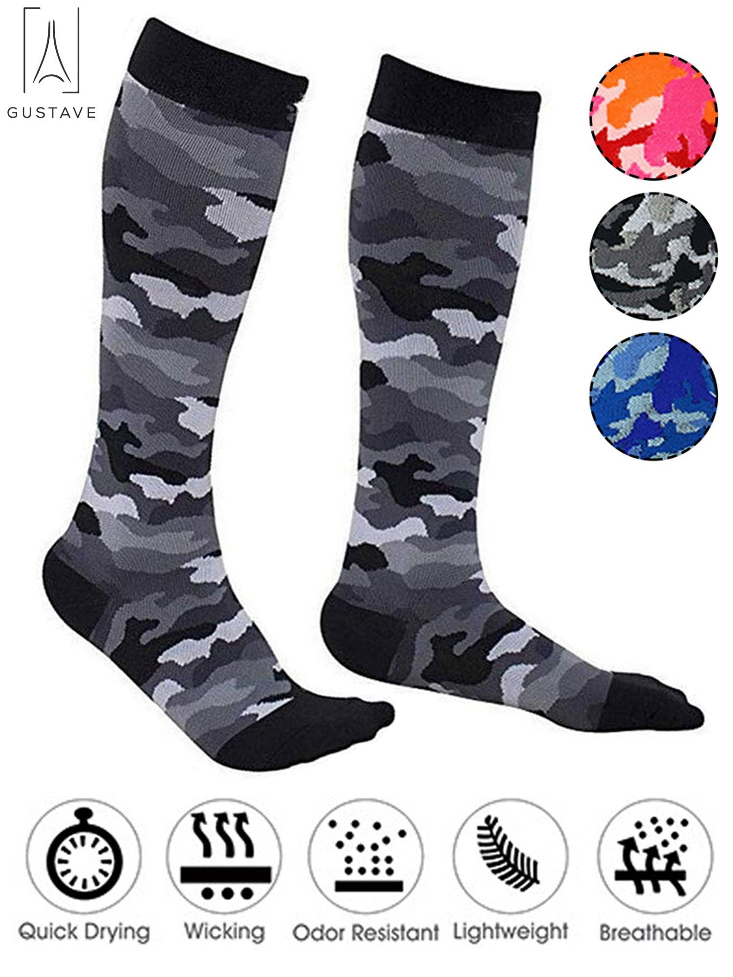 Gustave 1Pair Camo Compression Socks Nursing Performance Socks for ...