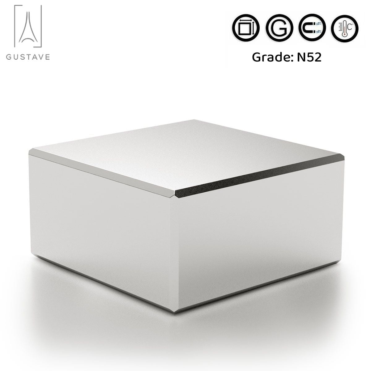 Gustave 2-Pack 1.6 x 1.6 x 0.8 Inch Neodymium Block Magnet Super Strong ...