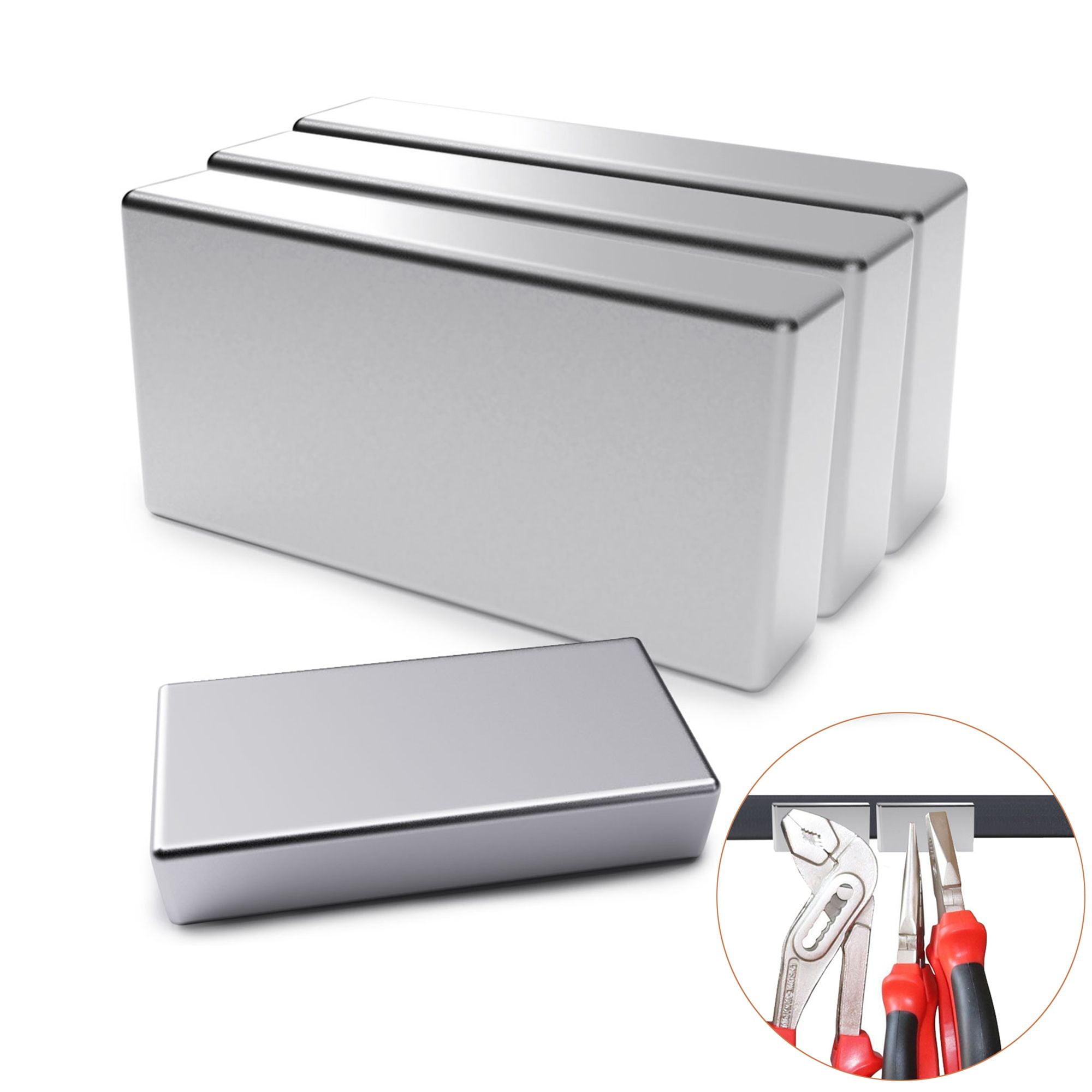 Gustave 2 Pack 2"x1"x3/8" Neodymium Rare Earth Bar Magnets Strong ...