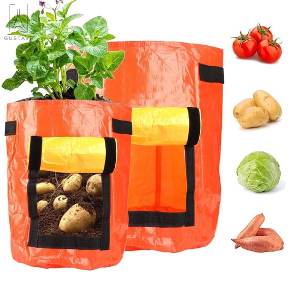 Gustave 2 Pack 7 Gallon Potato Grow Bags Two Sides Window Vegetable ...