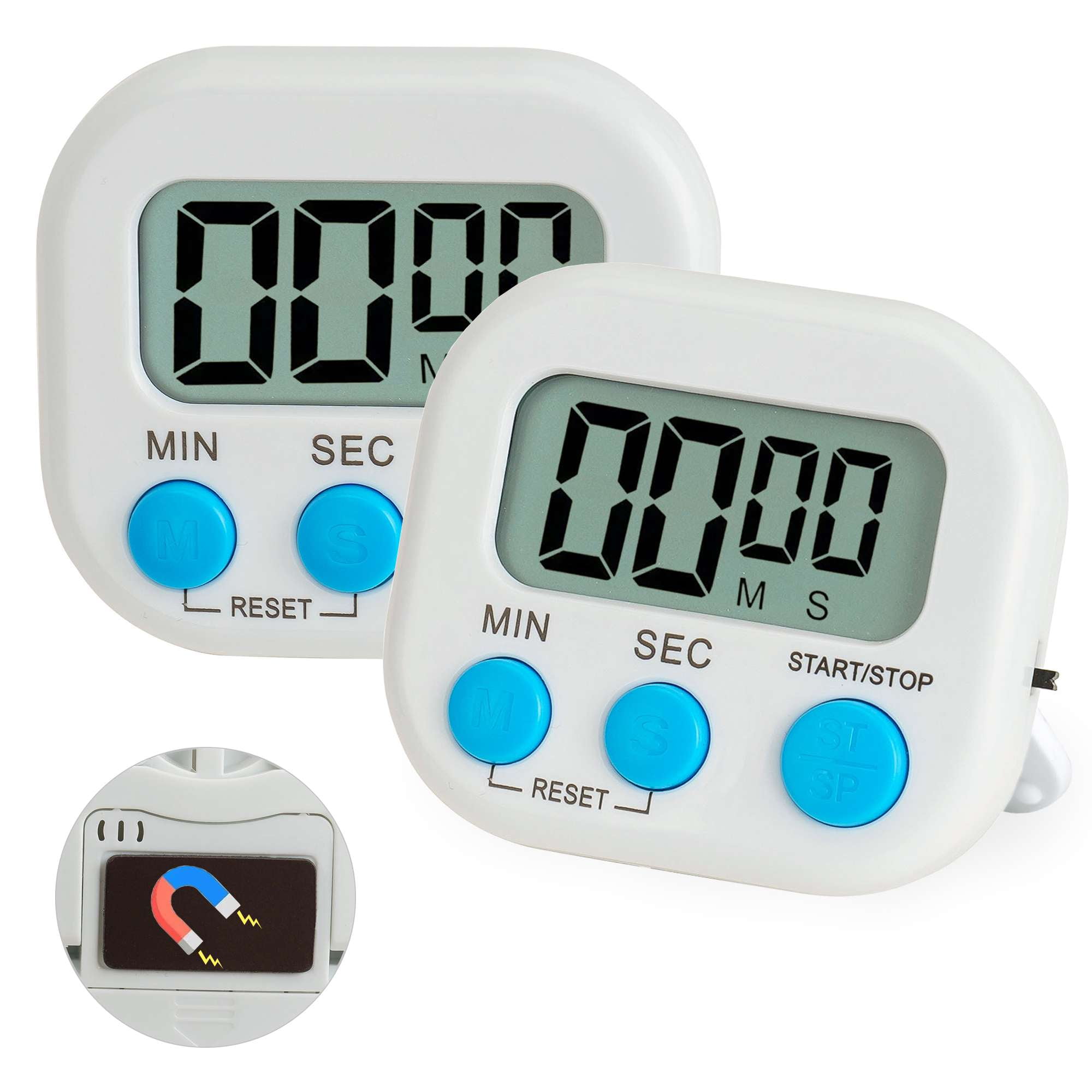 Gustave 2 Pack Digital Kitchen Timers Magnetic Loud Alarm Electronic ...