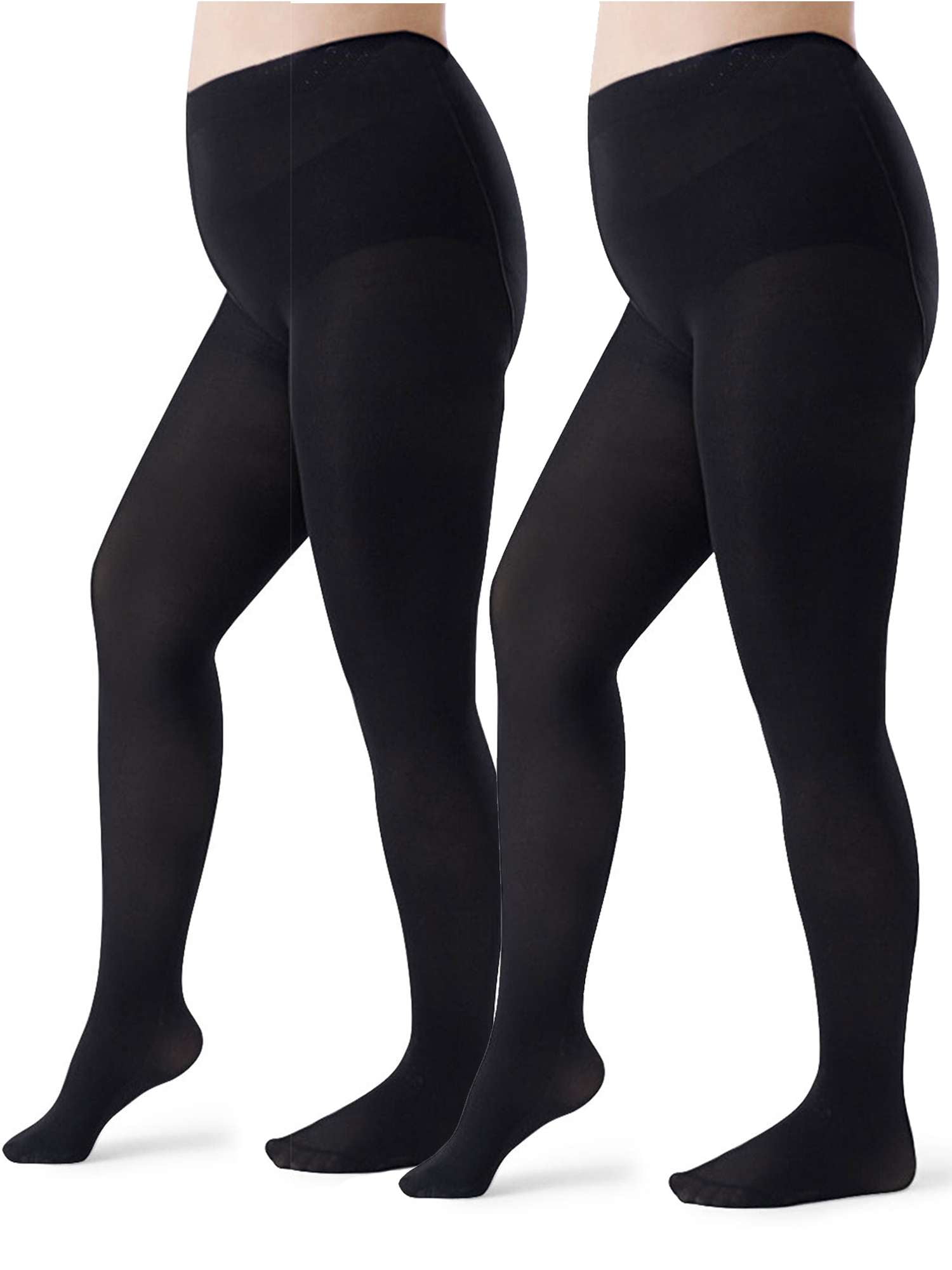 Gustave 2 Pairs Women's Opaque Tights 120D Plus Size Control Top ...
