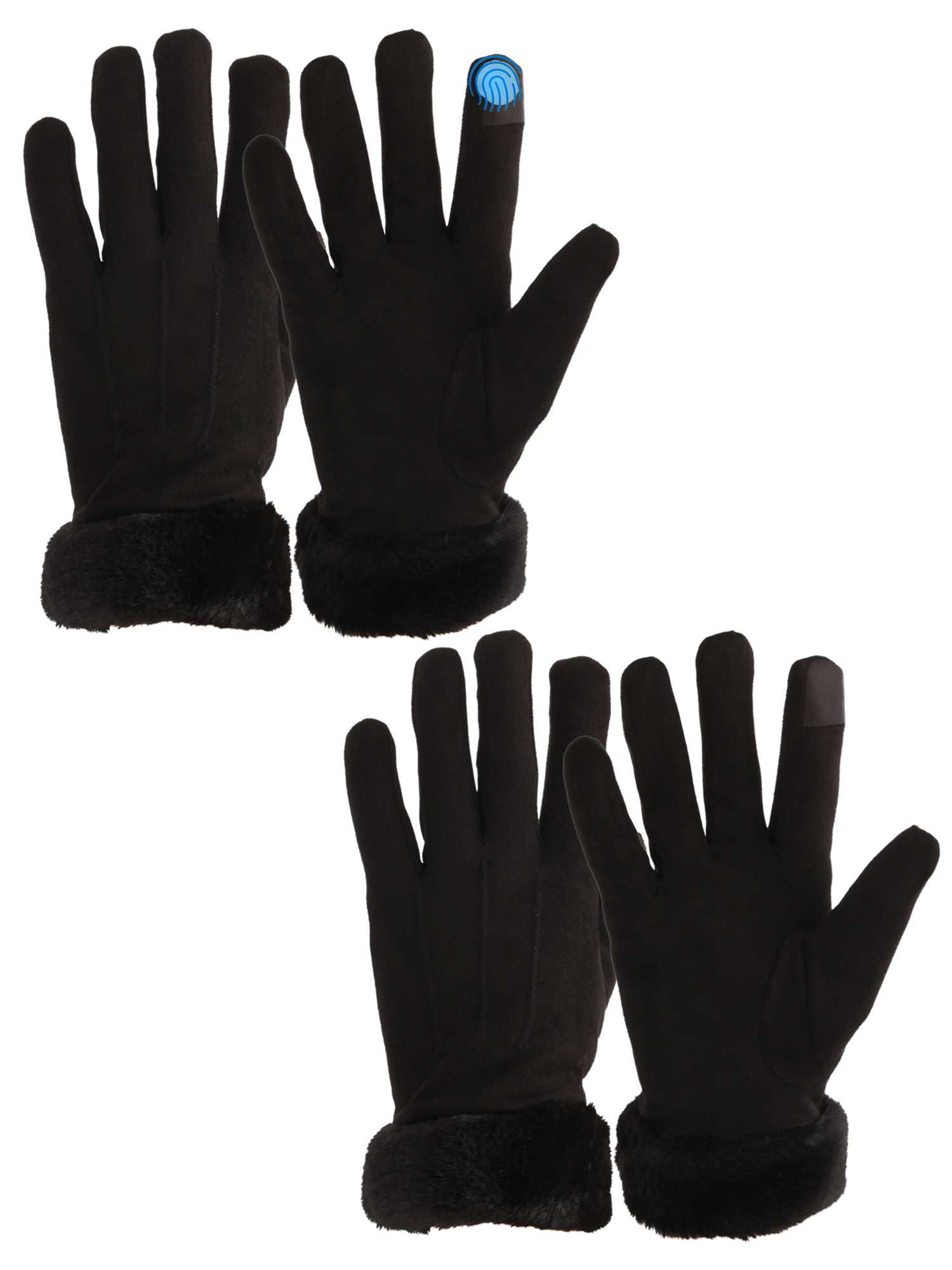 Gustave 2 Pairs Women's Suede Touchscreen Gloves Winter Warm Thermal ...