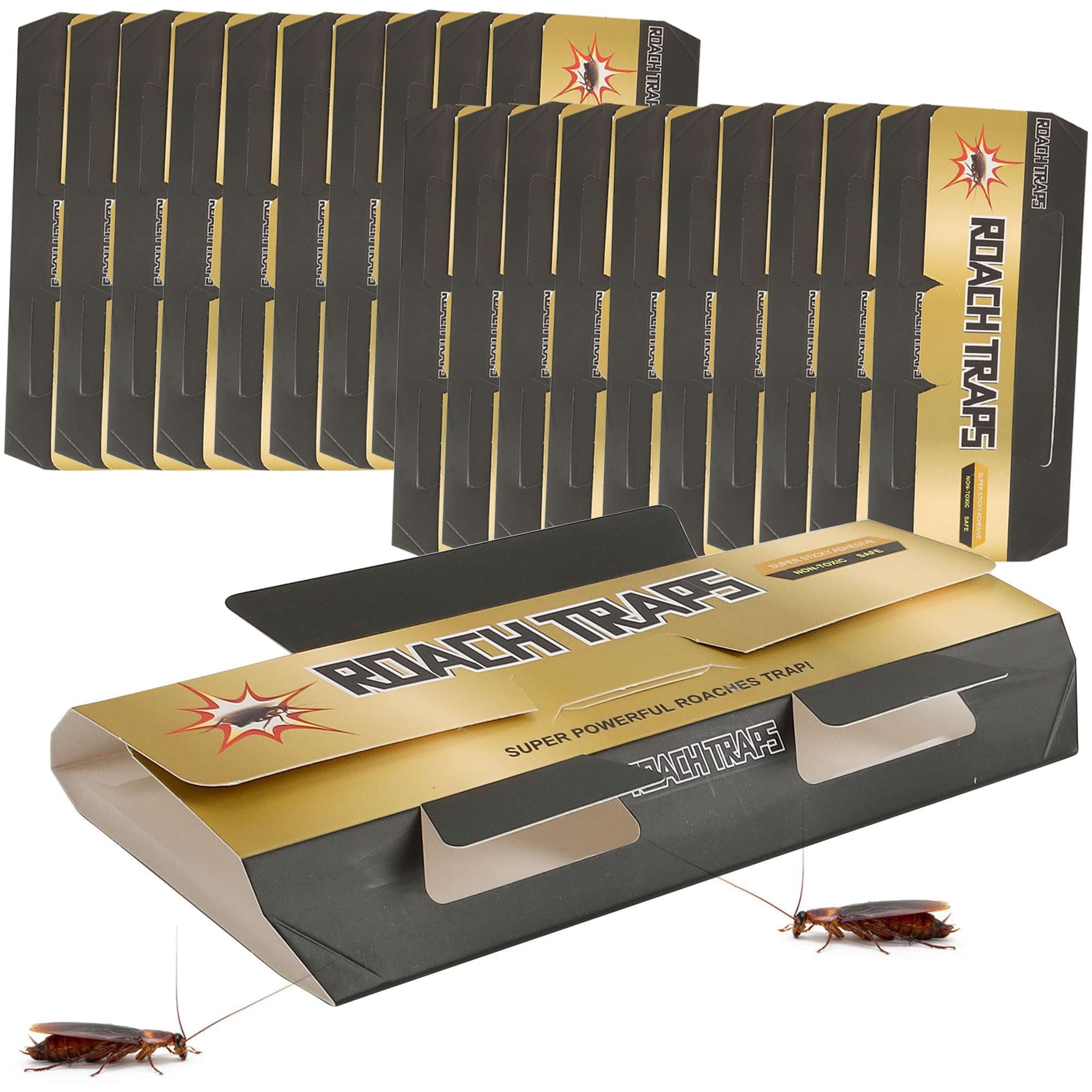 Gustave 20 Pack Roach Glue Traps Indoor Pest Sticky Traps for Cockroaches Insects Spiders Bugs ...