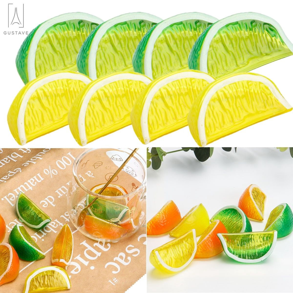 Gustave 20PCS Fake Lemon Slice Lifelike Simulation Artificial Lemon ...