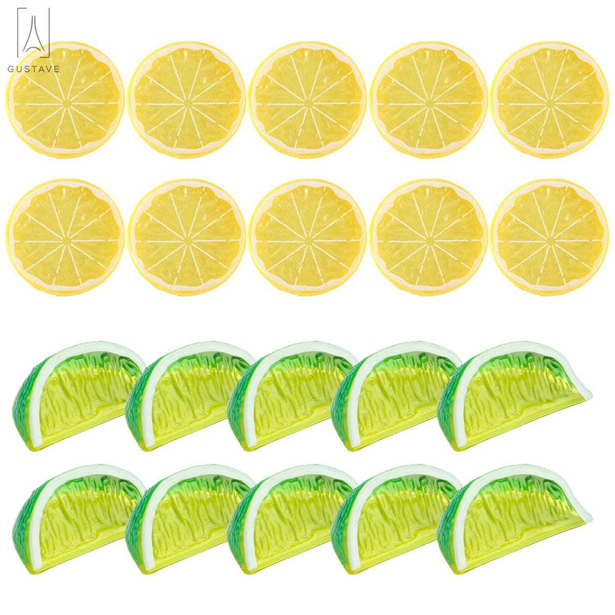 Gustave 20Pcs Artificial Lemon Slices Blocks, 10Pcs Simulation Lemon ...