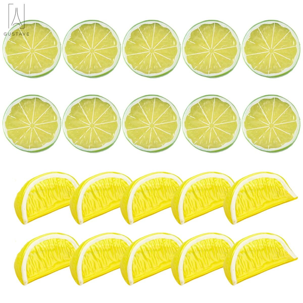 Gustave 20Pcs Artificial Lemon Slices Blocks, 10Pcs Simulation Lemon ...