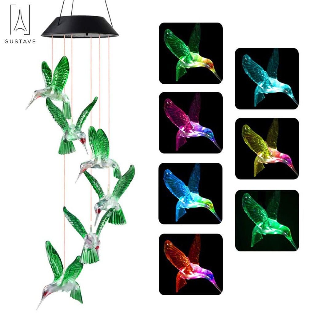 Gustave 29" Solar Led Automatically Color Changing Wind Chimes, LED ...