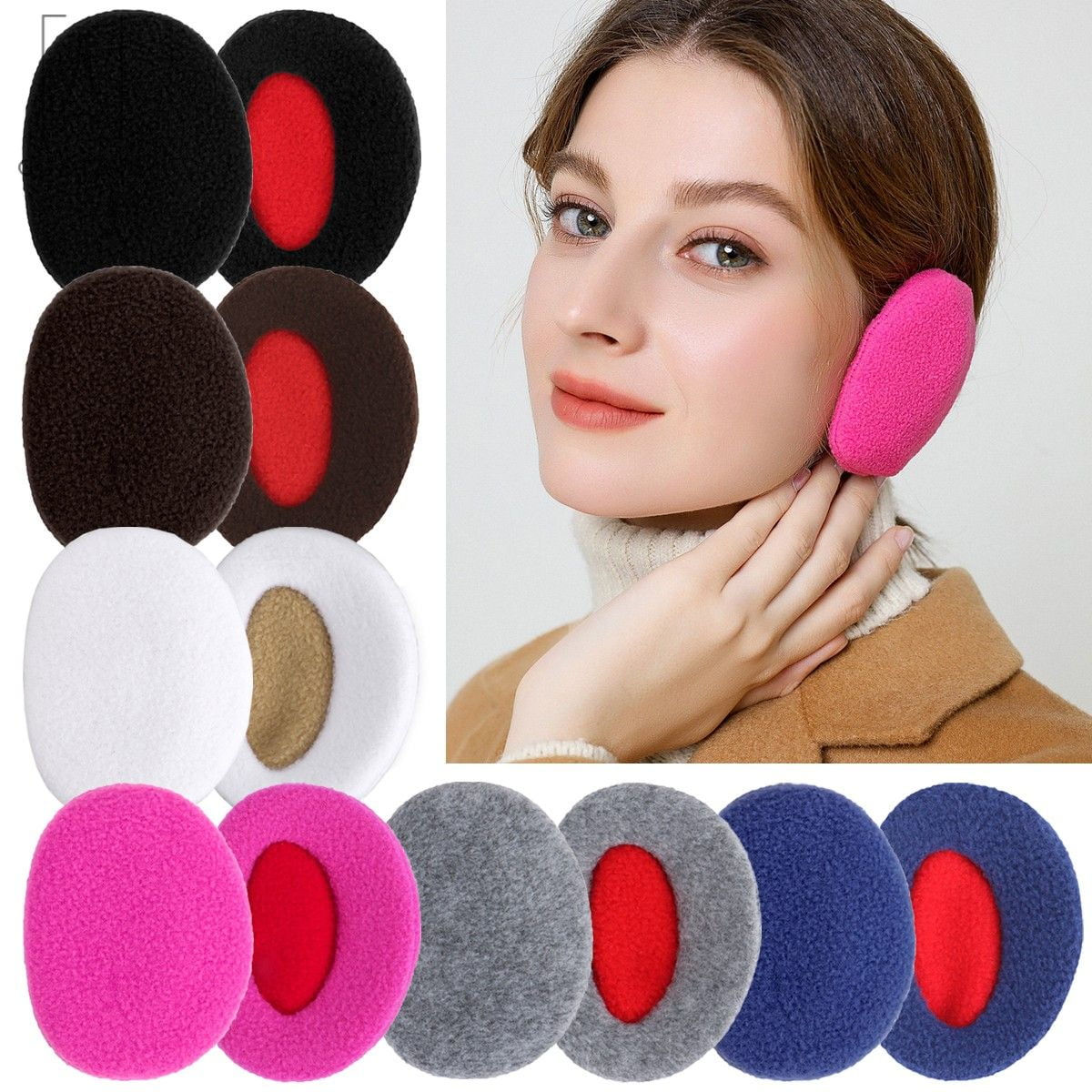 Gustave 2Pcs Bandless Ear Warmers Fleece Ear Muffs Ear Covers Unisex ...