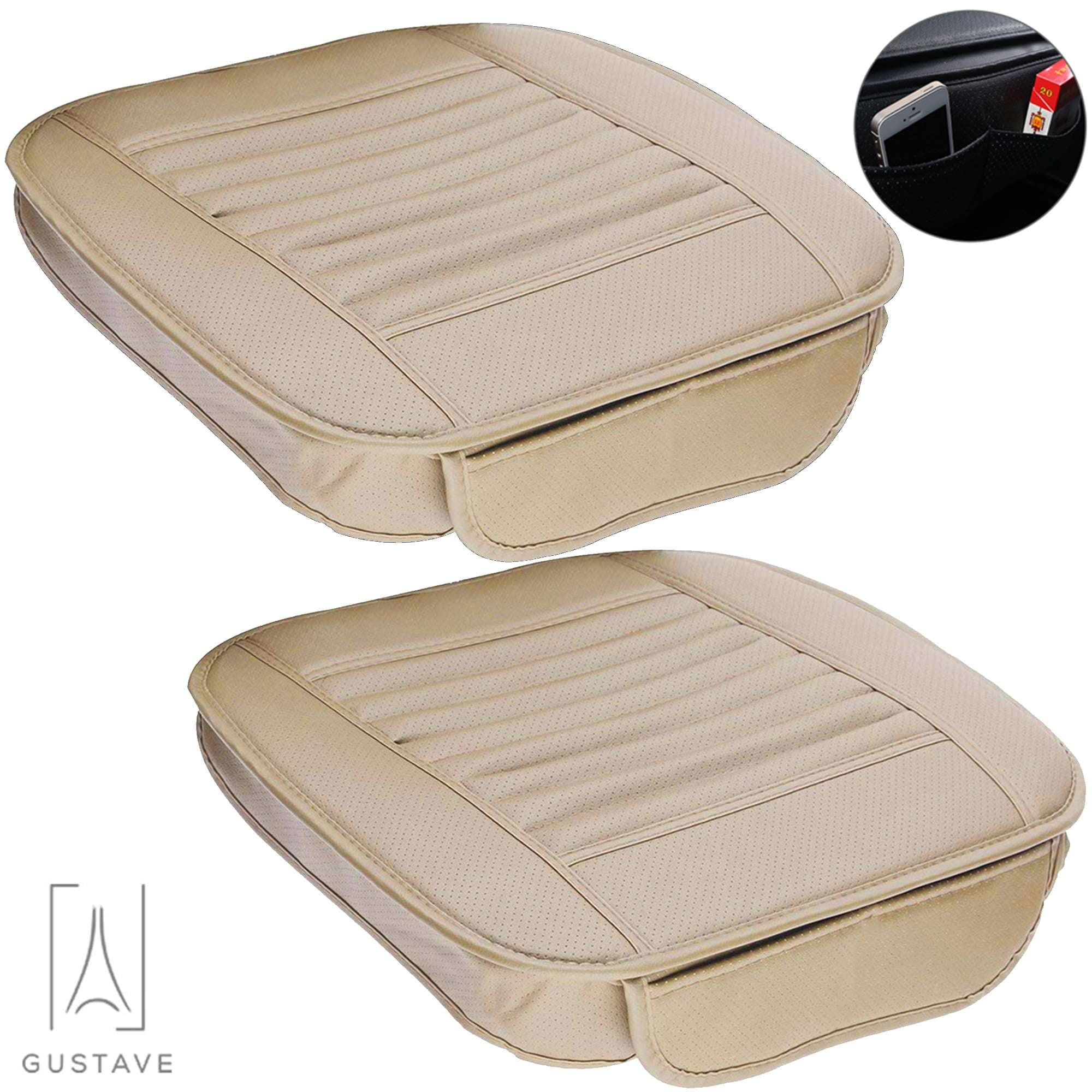 Gustave 2Pcs Universal Car Seat Cushion, Breathable Bamboo Charcoal PU ...