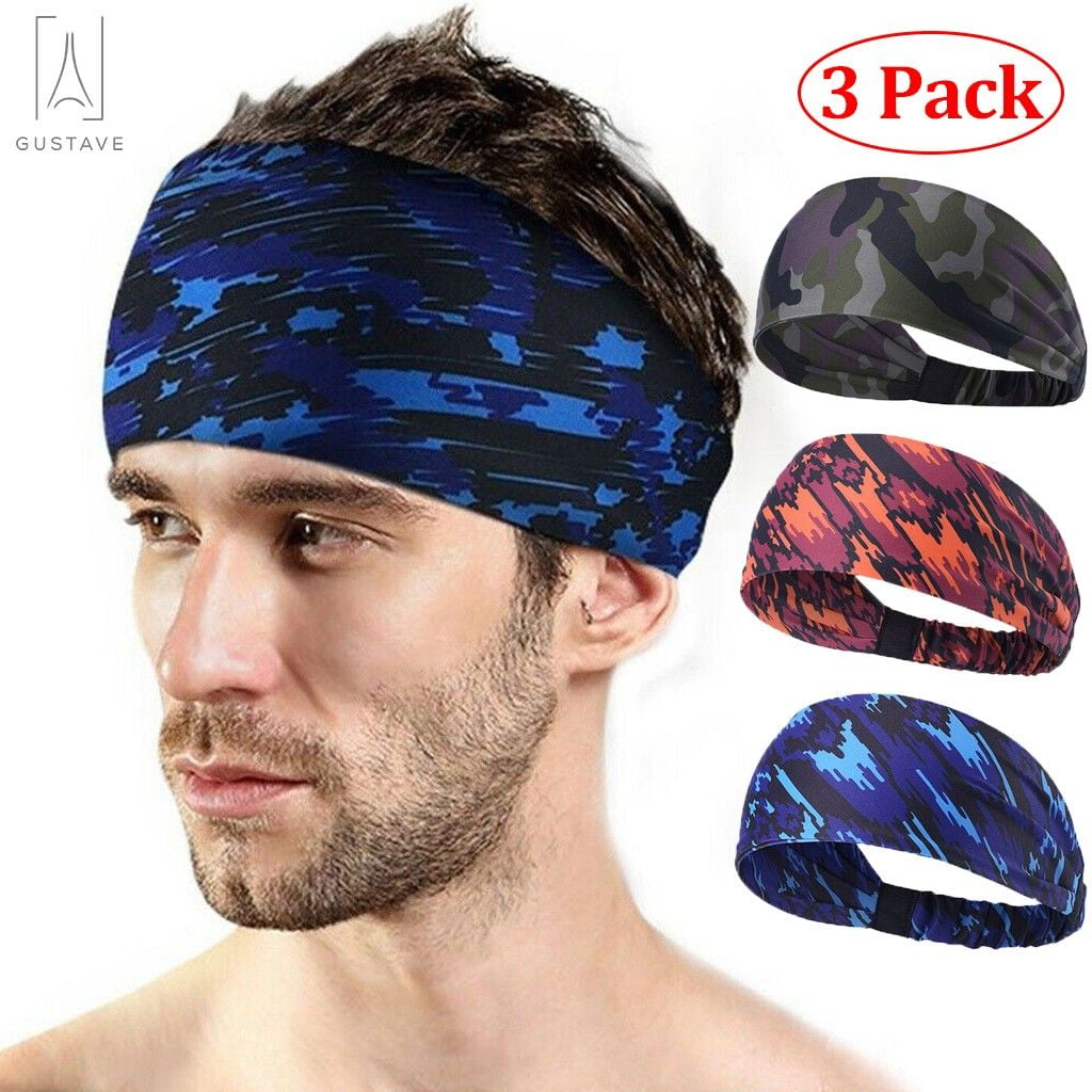 Gustave 3-Pack Sports Fitness Headbands for Men Women, Athletic Workout ...