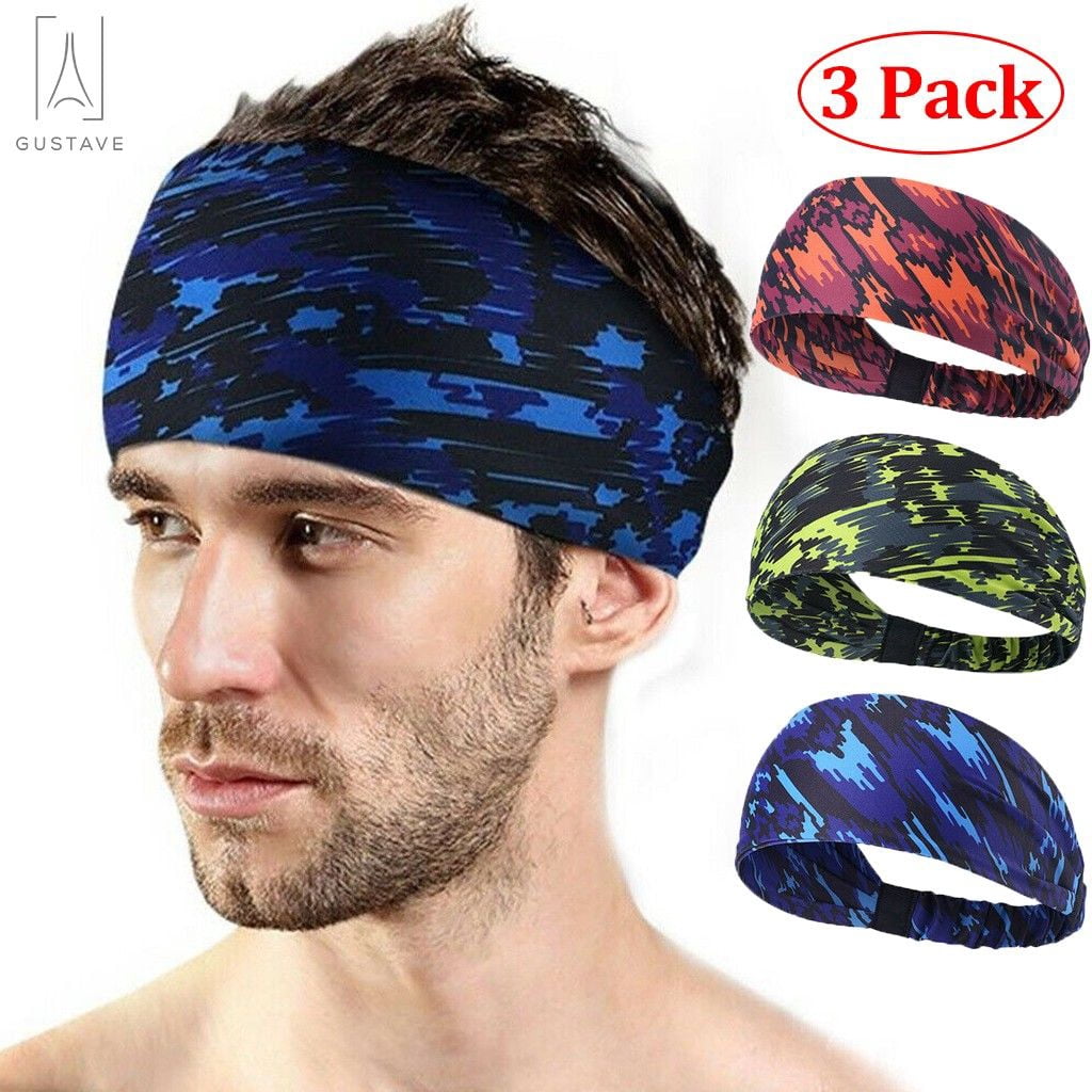 Gustave 3-Pack Sports Fitness Headbands for Men Women, Athletic Workout ...