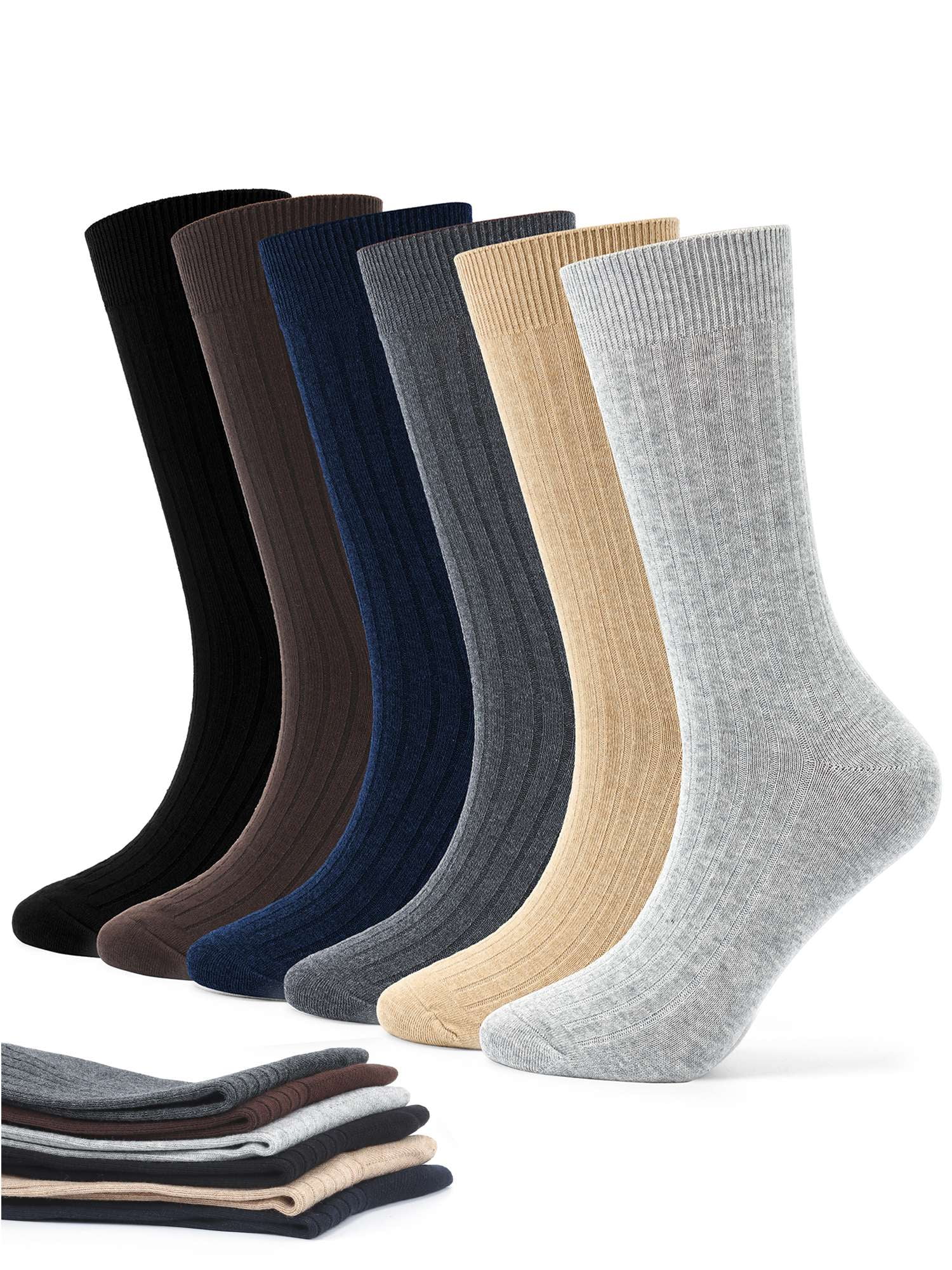 Gustave 3 Pairs Men Dress Crew Socks Comfort Cotton Business Casual ...