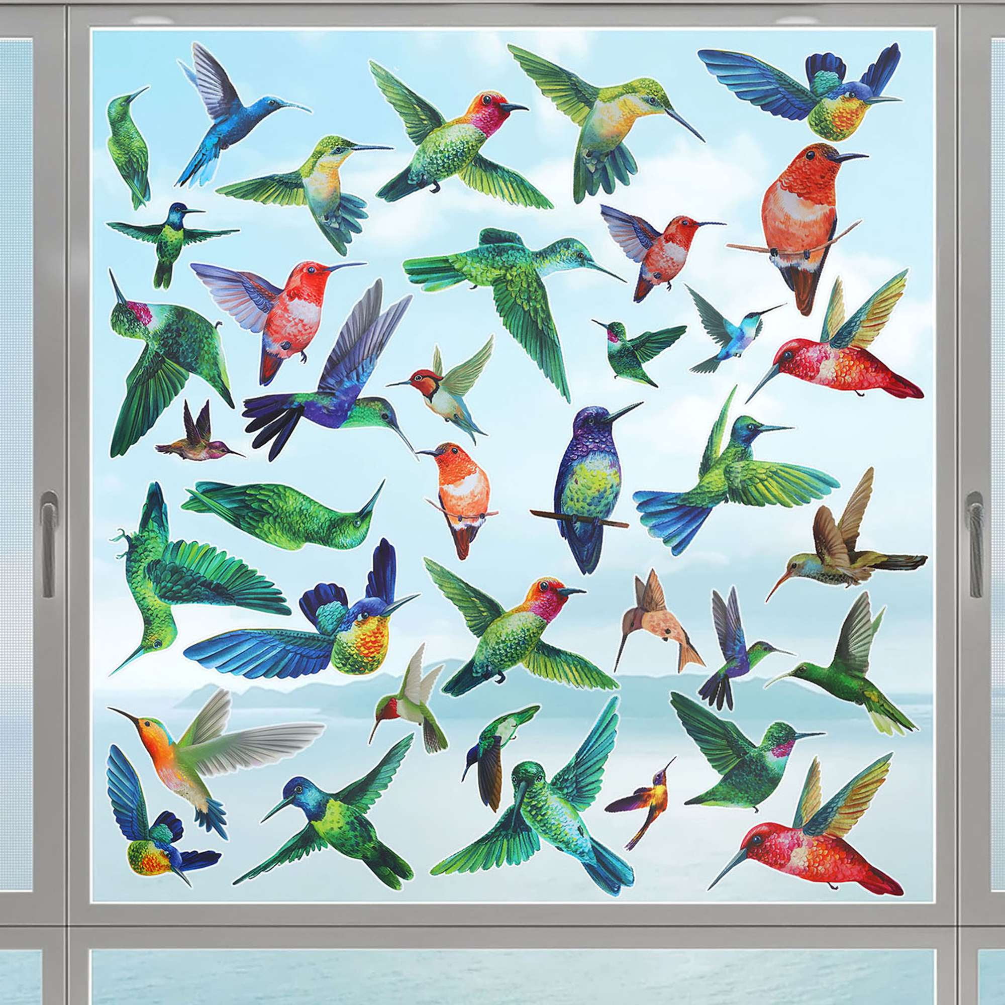 Gustave 38 Pieces Anti-Collision Window Clings Hummingbird Reminder ...