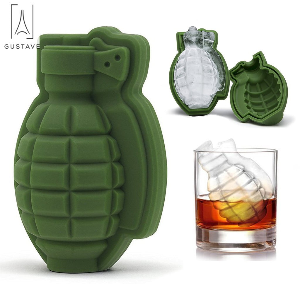 Gustave 3D Grenade Silicone Ice Cube Mold Tray, Life Size Hand Grenade ...