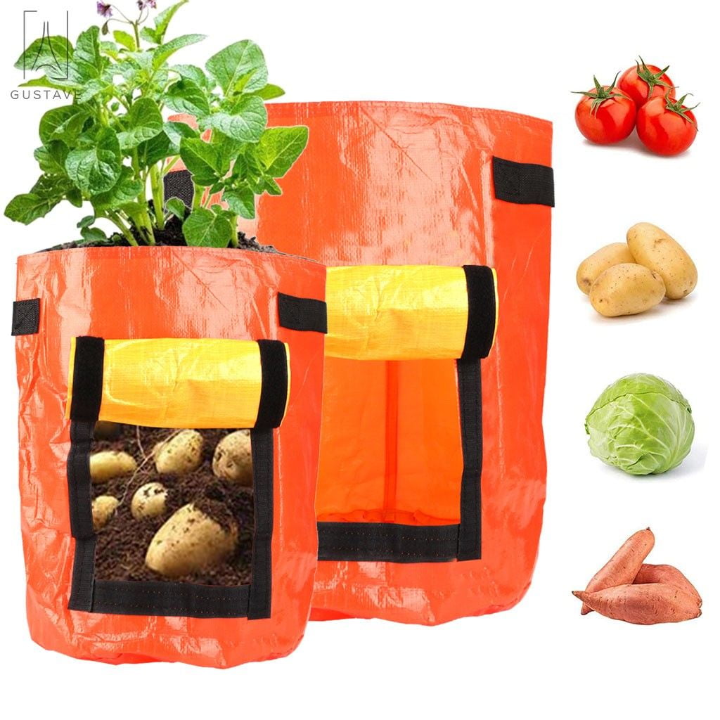 Gustave 4 Pack 10 Gallon Potato Grow Bags Two Sides Window Vegetable ...