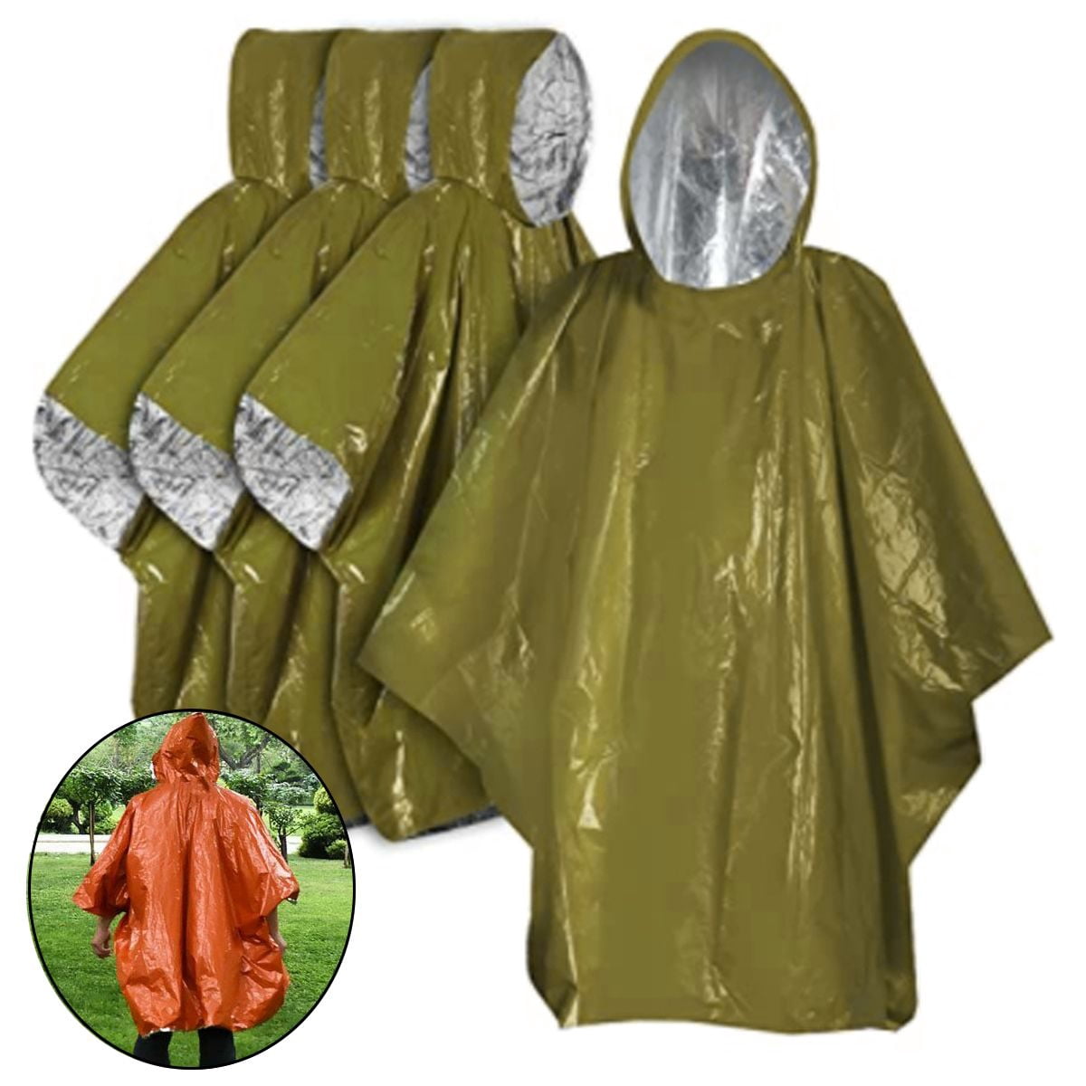 Gustave 4 Packs Emergency Blankets Rain Poncho Waterproof Thermal ...