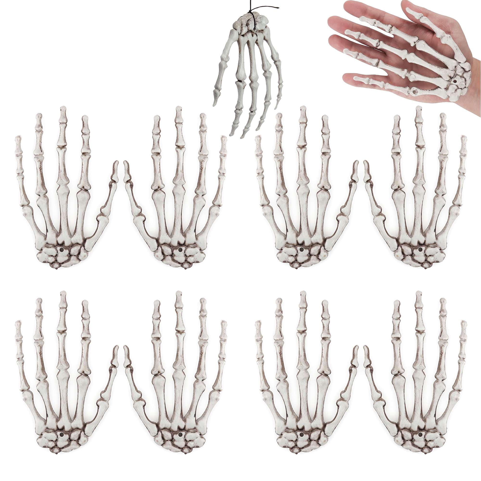 Gustave 4 Pair Halloween Skeleton Hands Realistic Fake Human Hand Bone ...