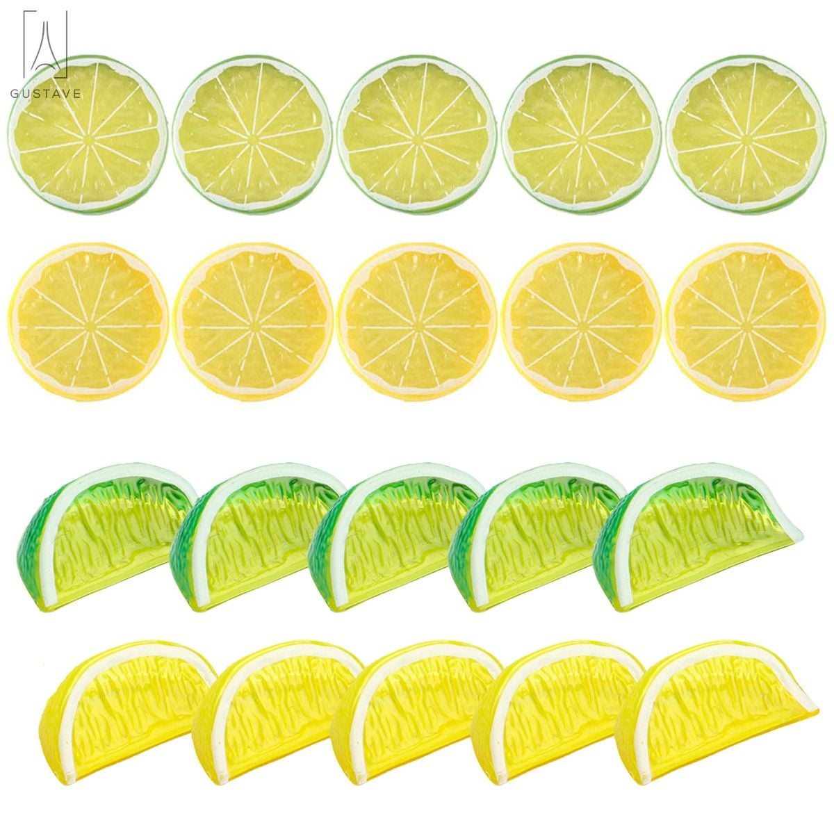 Gustave 40Pcs Artificial Lemon Slices Blocks, 20Pcs Simulation Lemon ...