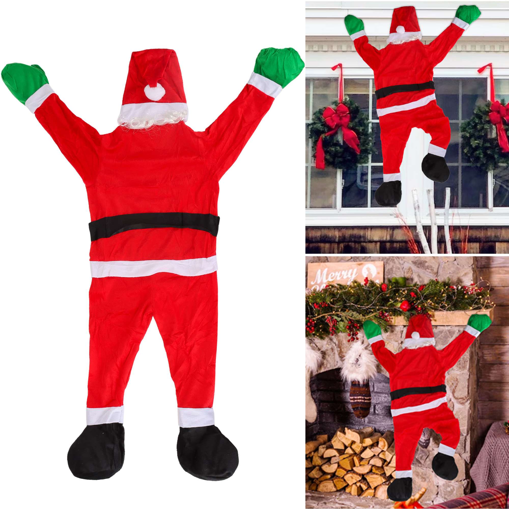 Gustave 5.6ft Christmas Hanging Santa Claus Decoration Climbing Santa ...