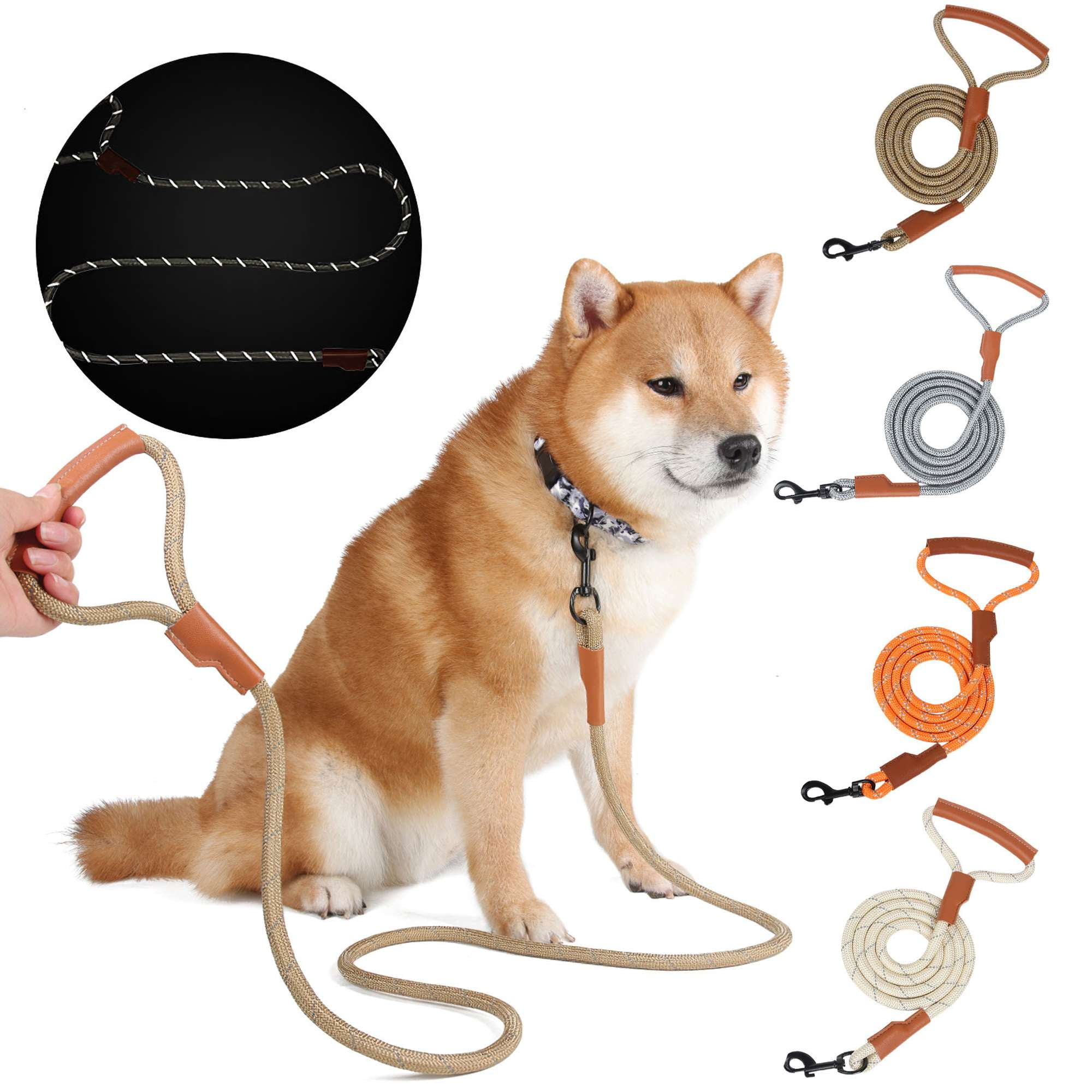 Gustave 5 FT Long Rope Dog Leash Heavy Duty Reflective Nylon Pet Puppy ...