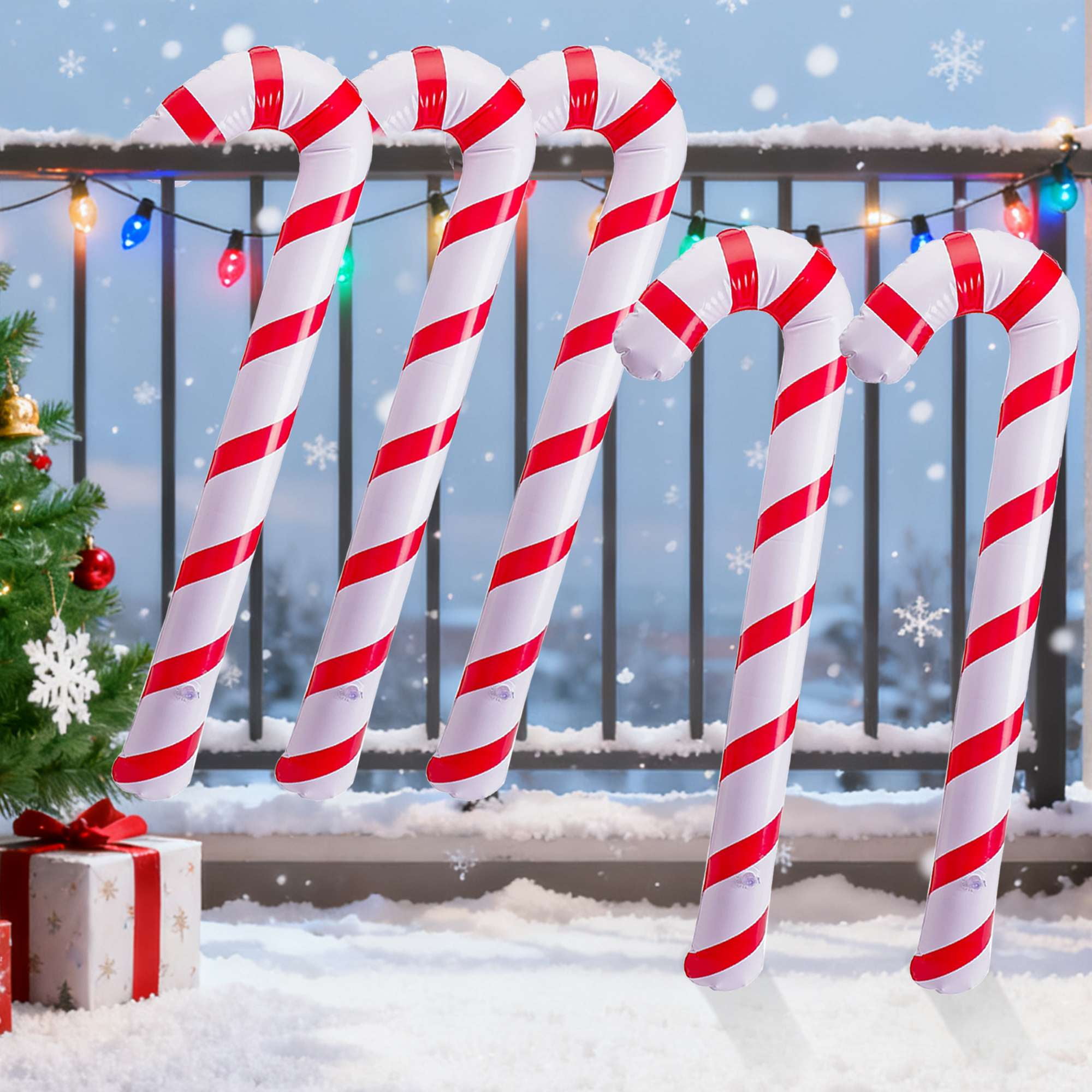Gustave 5 PCS Inflatable Candy Canes Christmas Decorations 35.4 Inch ...