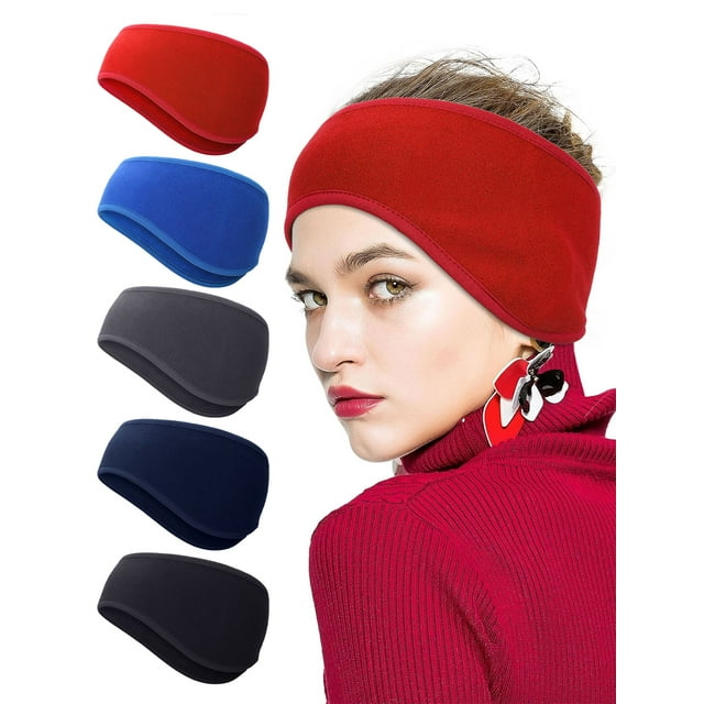 Gustave 5 Pack Winter Ear Warmers Headband for Women Men, Fleece ...