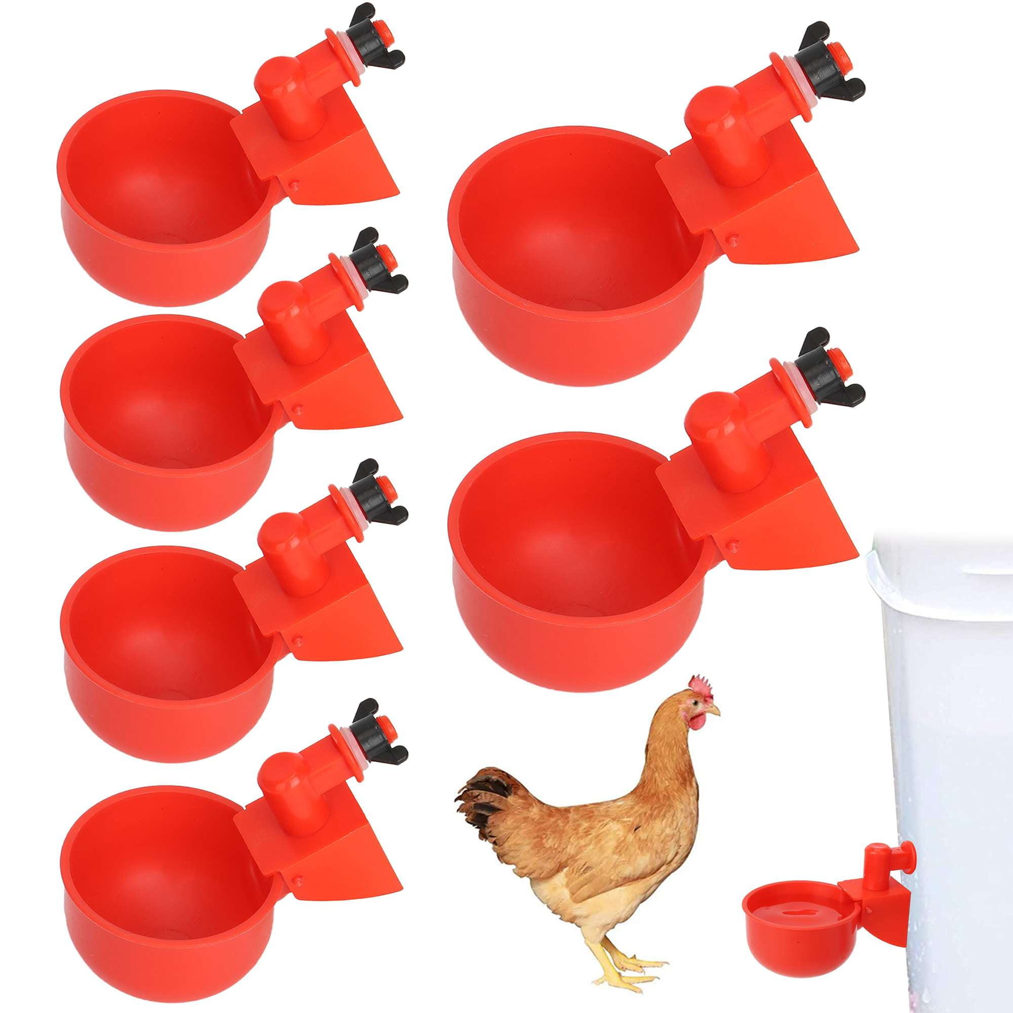 Gustave 6 Pack Chicken Water Cups 3/8" Thread Automatic Poultry Waterer Feeder Watering Cup Kit ...