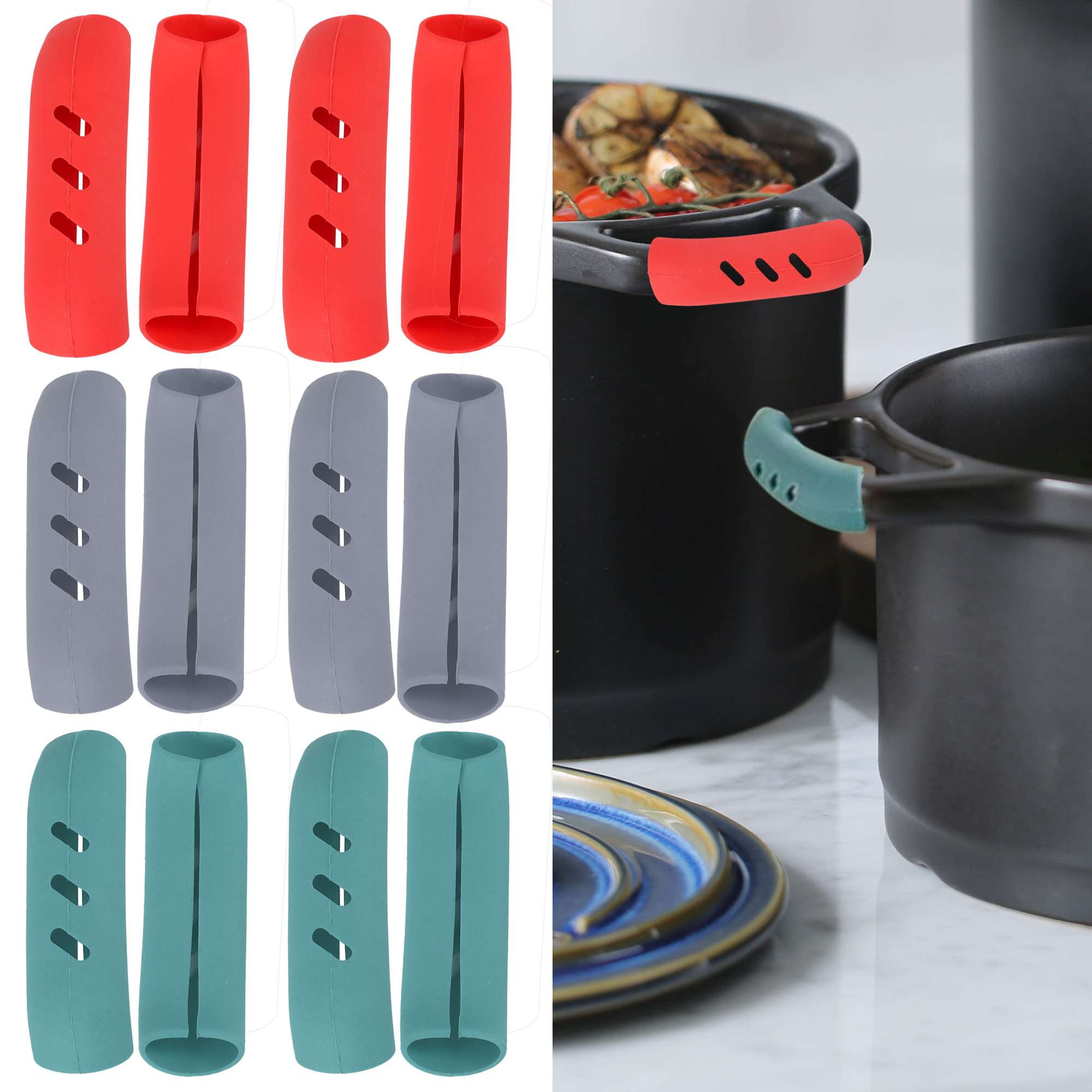 Gustave 6 Pairs Silicone Hot Handle Holder for Cast Iron Skillets ...
