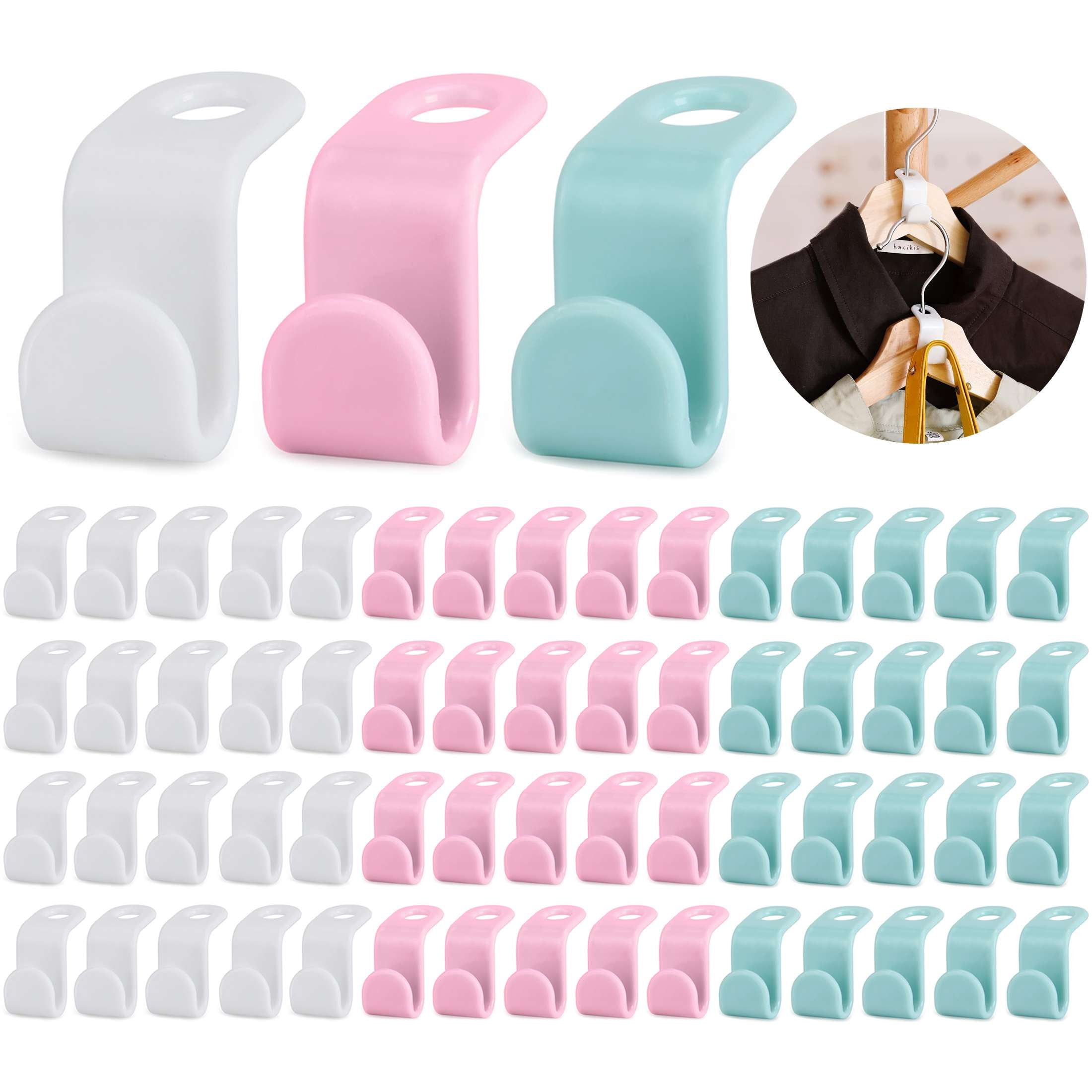 Gustave 60Pcs Clothes Hanger Connector Hooks Plastic Space Saving ...
