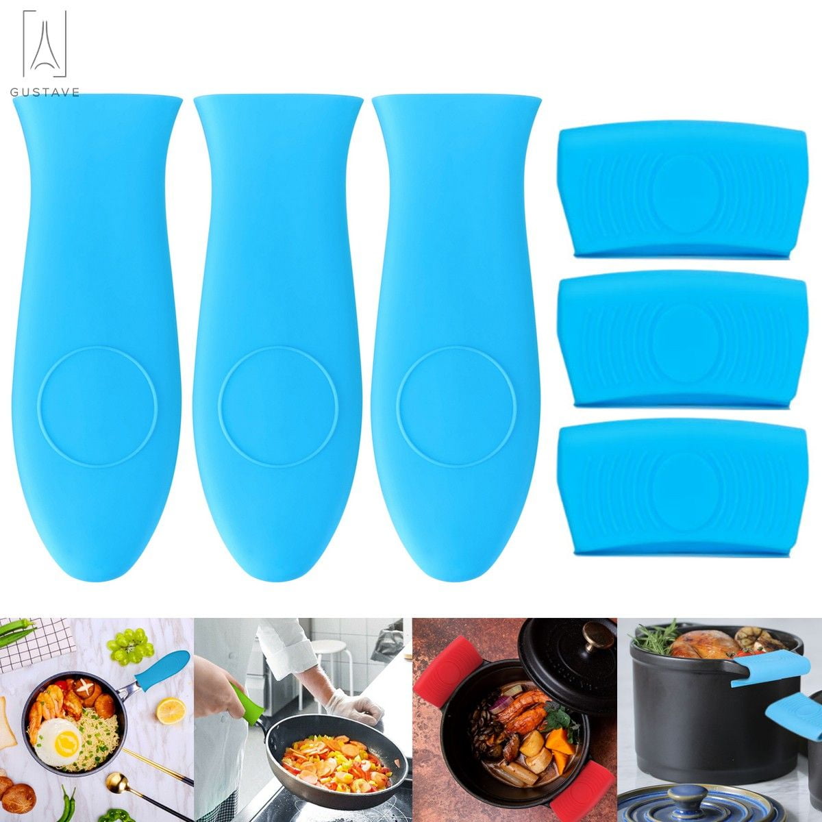 Gustave 6pcs Silicone Hot Handle Holder Rubber Pot Handles Cover Assist ...