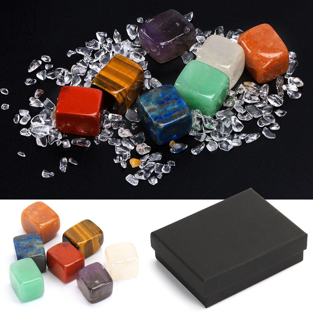 Gustave 7PCS Chakra Stones Healing Crystals Natural Tumbled Polished ...