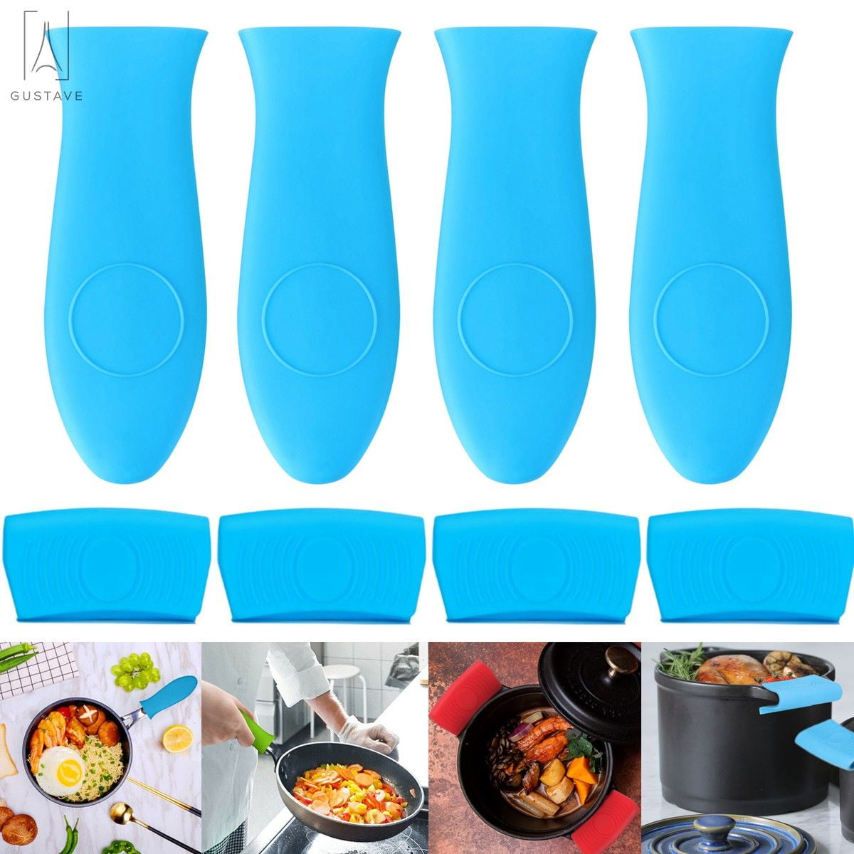 Gustave Silicone Hot Handle Holder, Heat Resistant Pan Grip, 8pcs ...