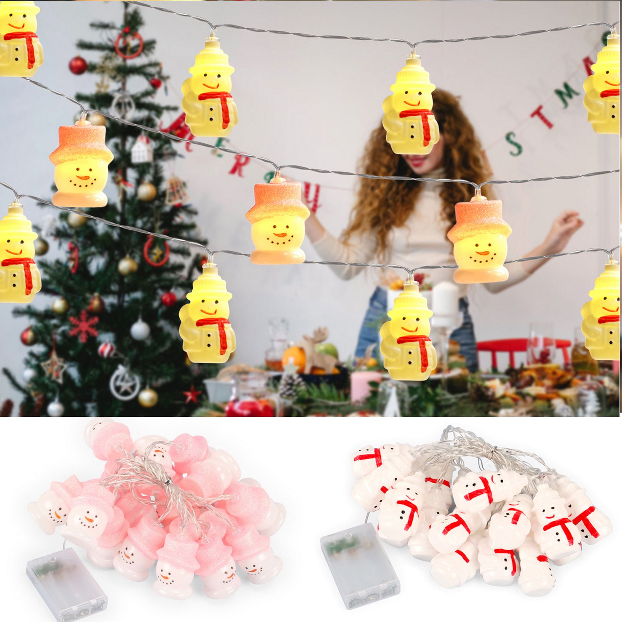 Gustave 9.8FT Christmas Snowman String Lights 20 LED Fairy Light ...
