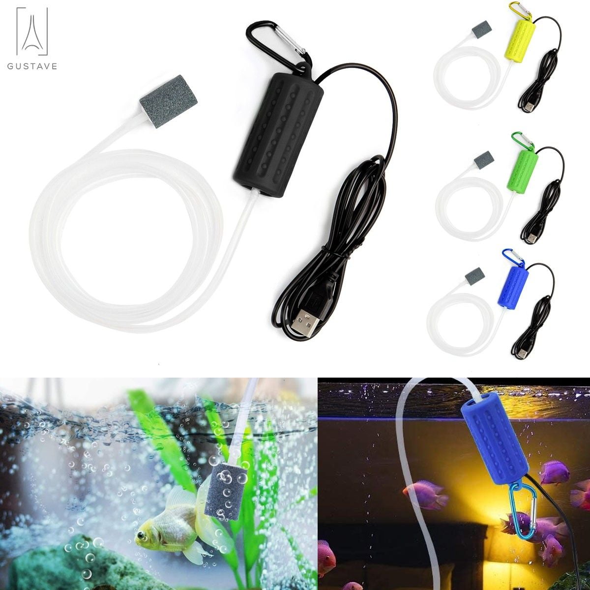 Gustave Aquarium USB Air Pump Ultra Silent High Energy Saving Supplies ...