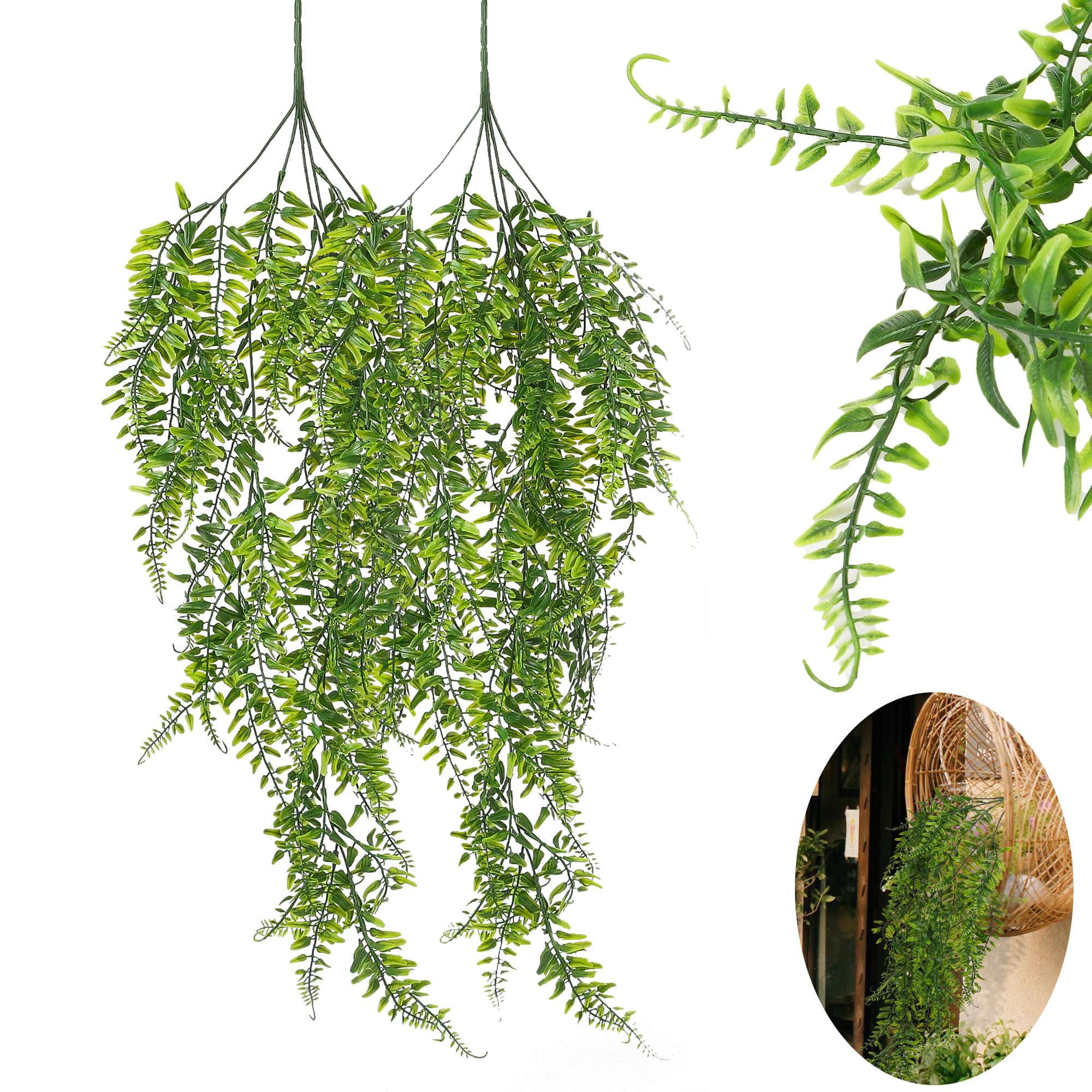 Gustave Artificial Boston Fern Hanging Plants Fake Greenery Vines UV ...