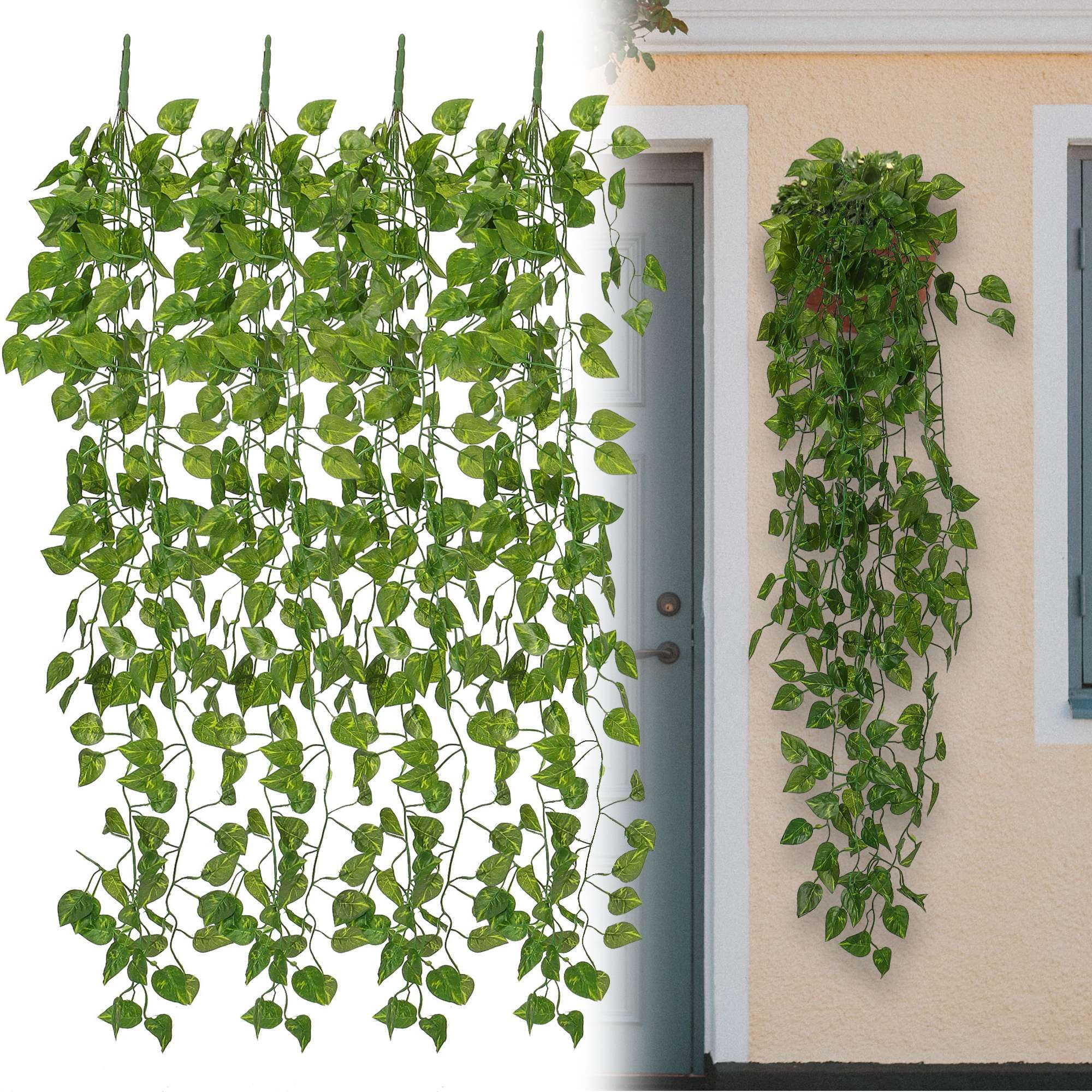 Gustave Artificial Hanging Plants Fake Ivy Vines Pothos Leaves Vine UV ...