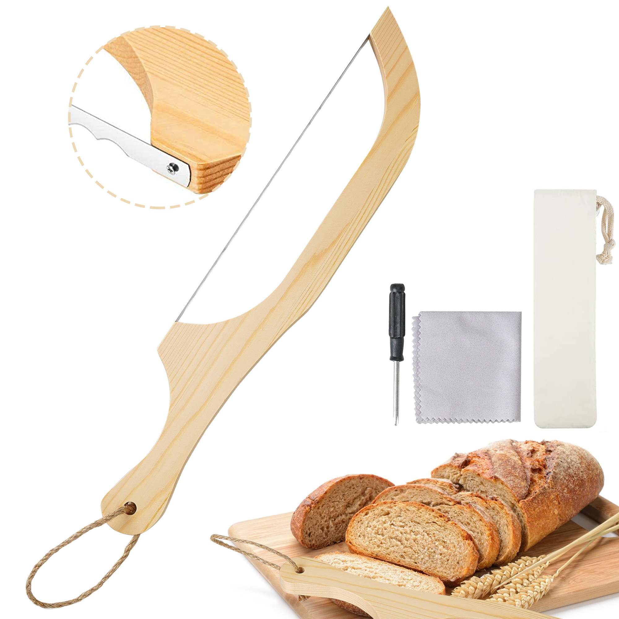 Gustave Bread Slicer for Homemade Bread, 15.7'' Wooden Sourdough Bow ...