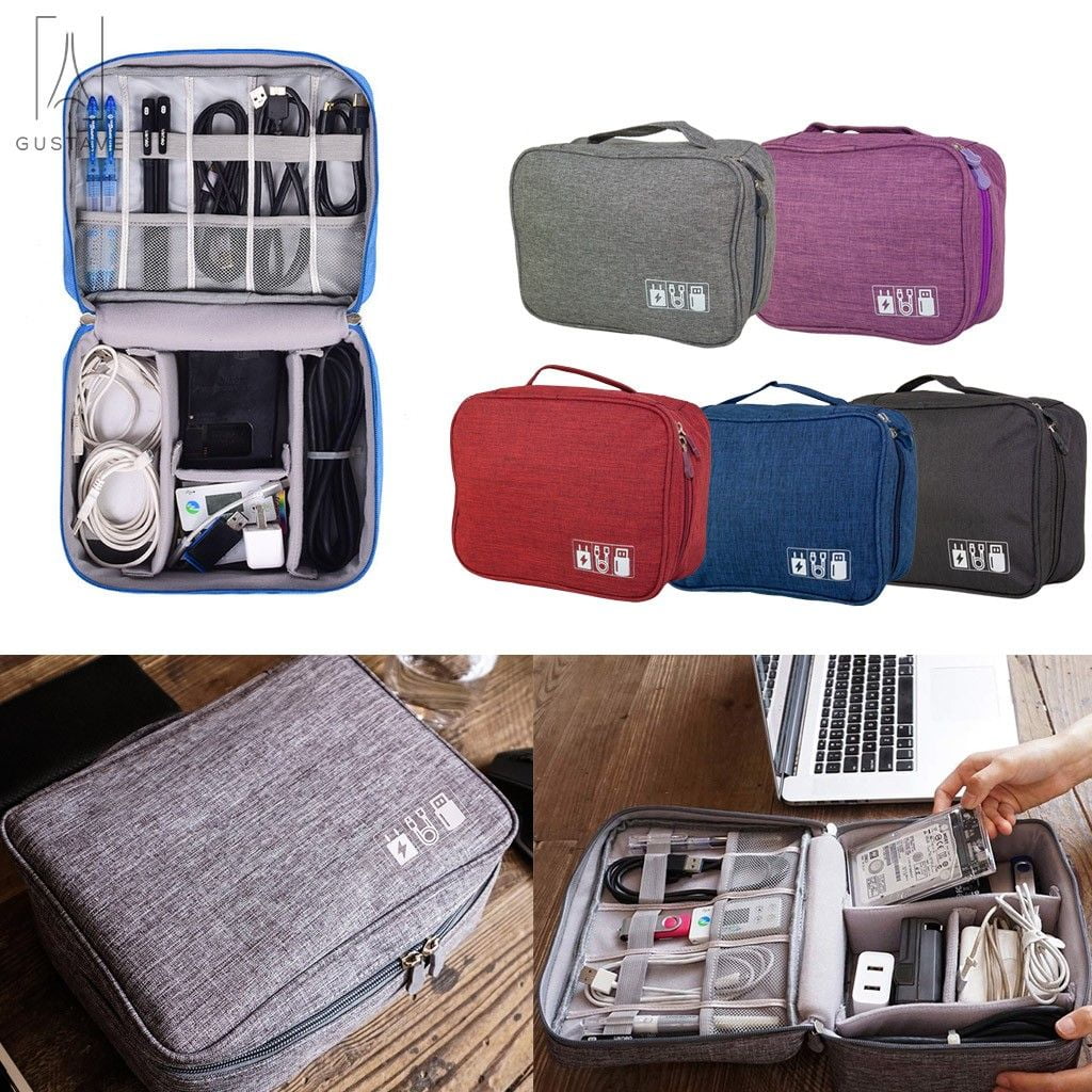 Gustave Cable Organizer Case, Waterproof Electronic Double Layer ...