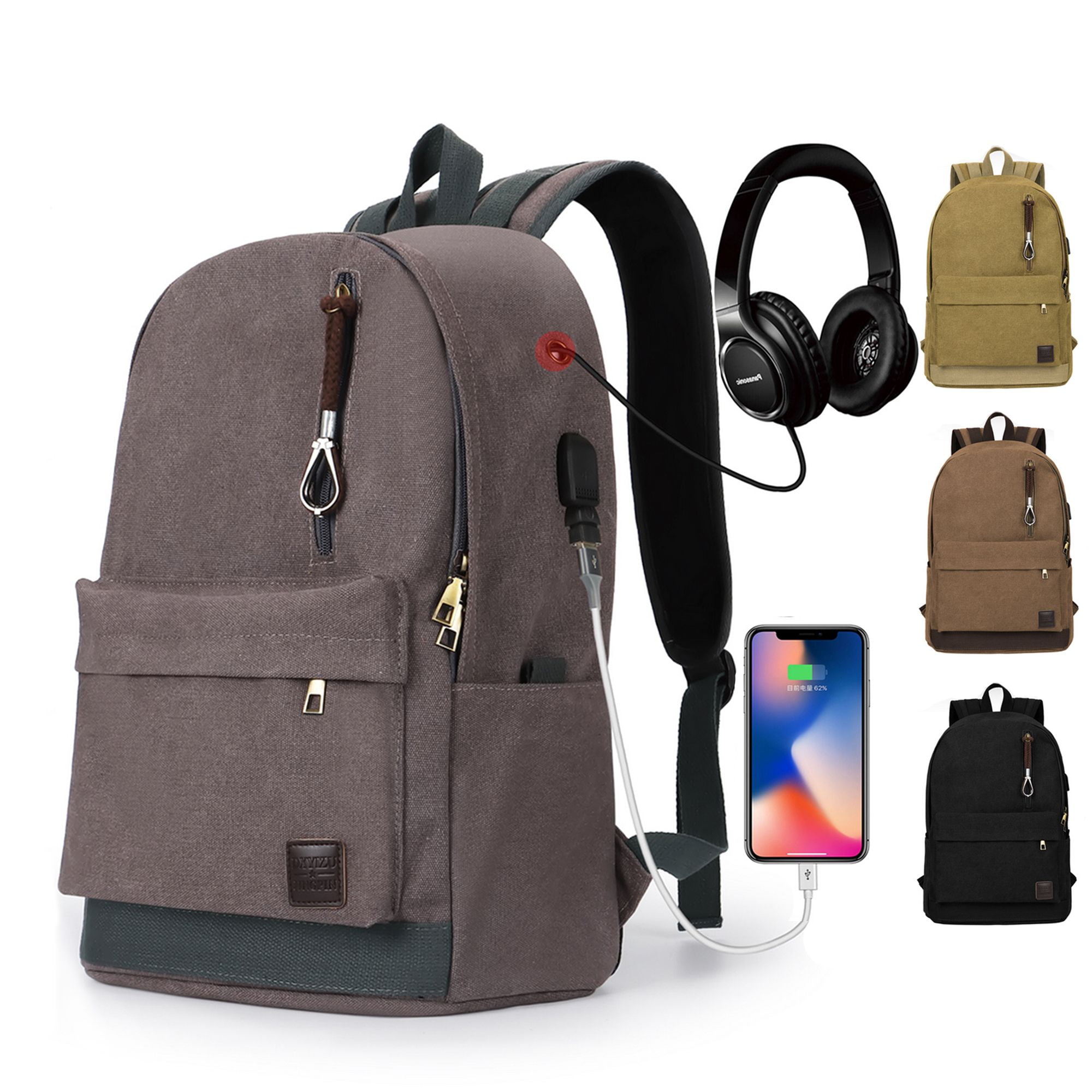 Gustave Canvas Laptop Backpack Vintage Computer Bag Large Travel ...