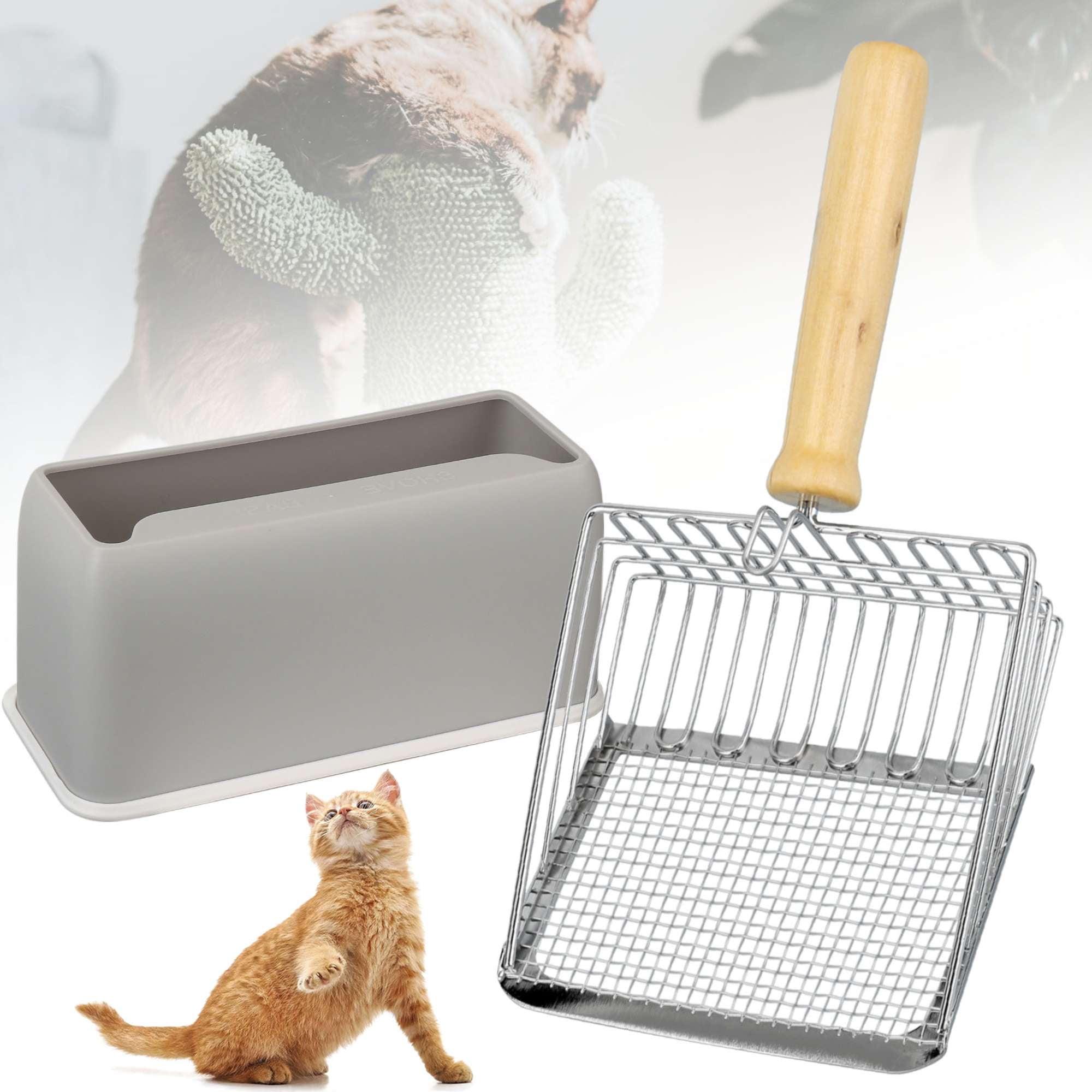 Gustave Cat Litter Scoop with Holder Caddy, Heavy Duty Metal Pet Kitty ...