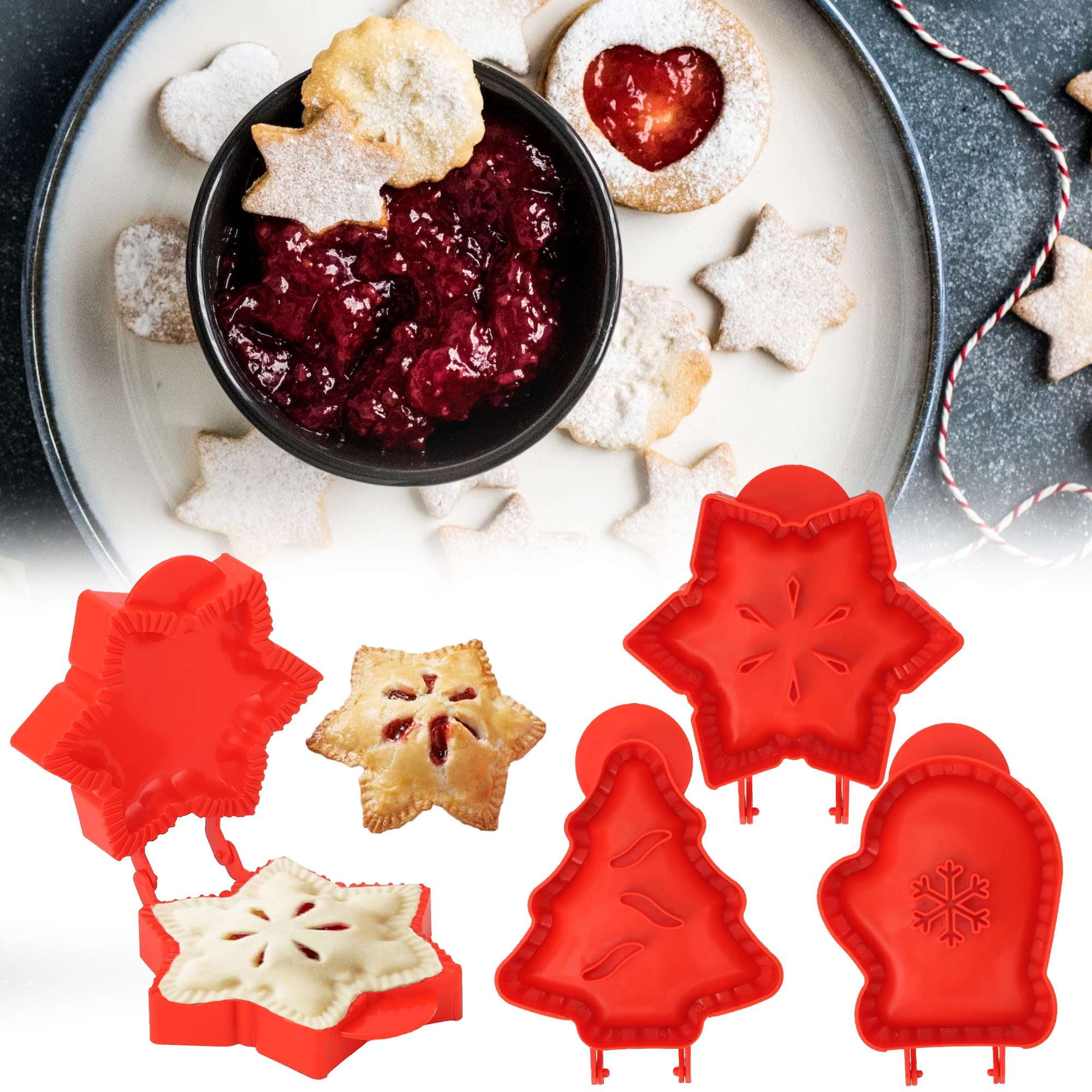Gustave Christmas Hand Pie Molds Set of 3 Dough Presser Mini Pocket Pie ...