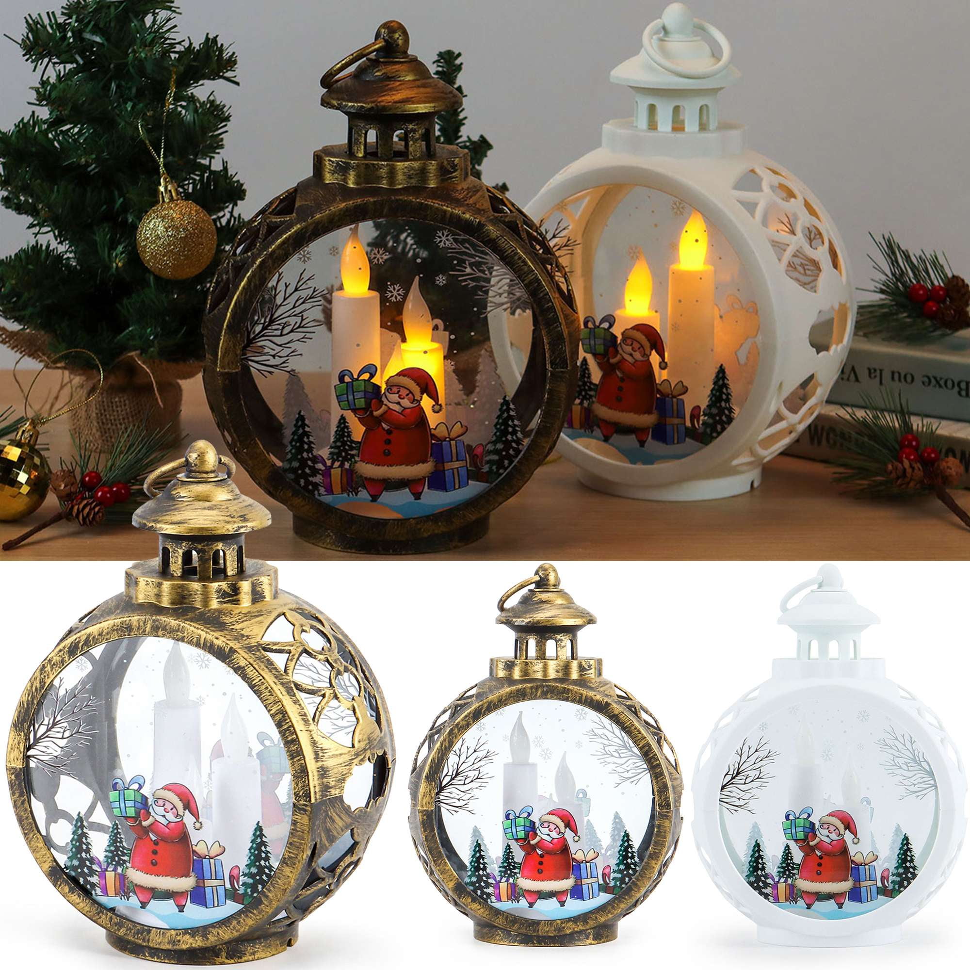 Gustave Christmas LED Candle Lanterns 9" Hanging Vintage Flameless ...