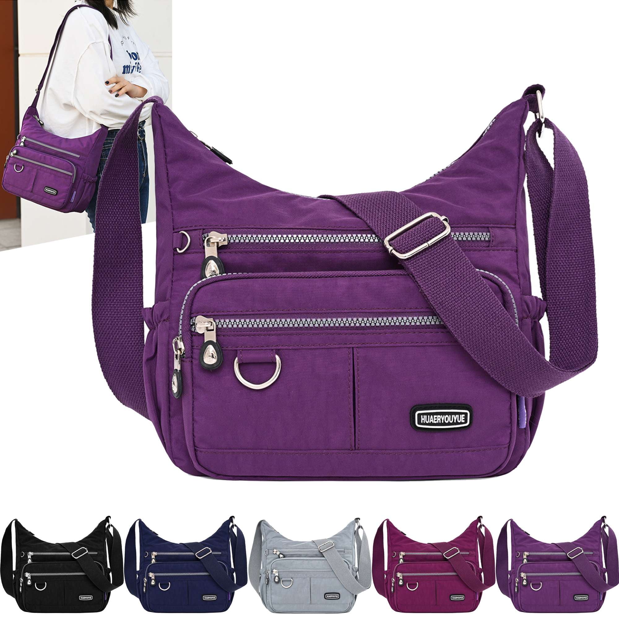 Gustave Waterproof Nylon Crossbody Bag, Multi-Pocket Shoulder Messenger ...