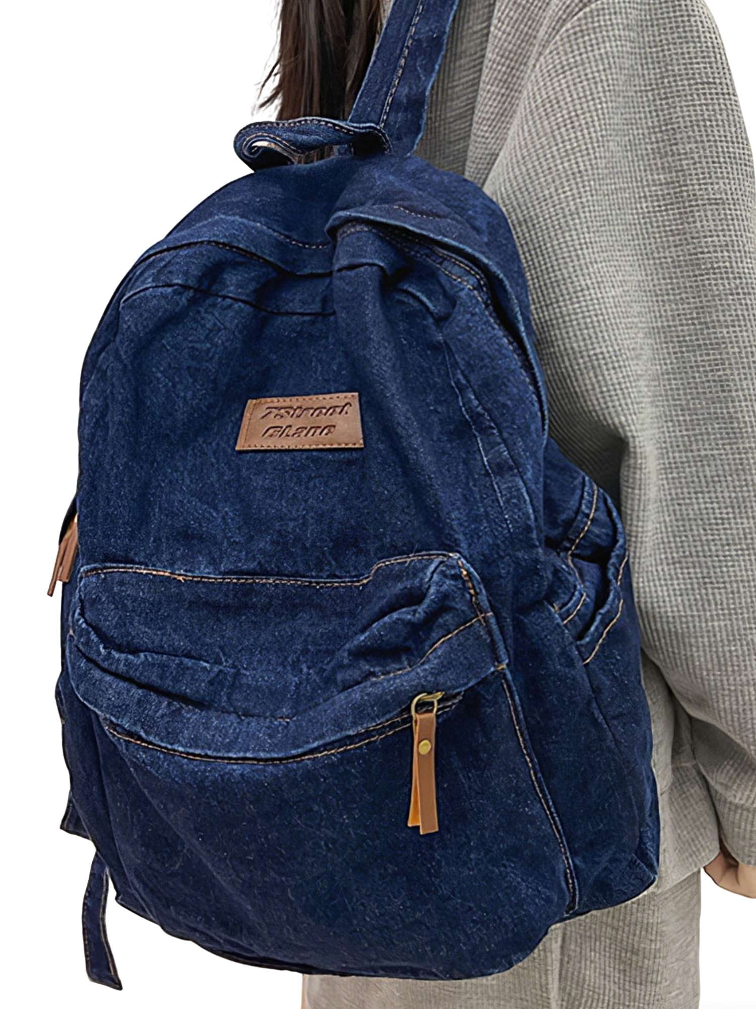 Gustave Denim Backpack for Women Men Vintage Casual Travel Laptop ...