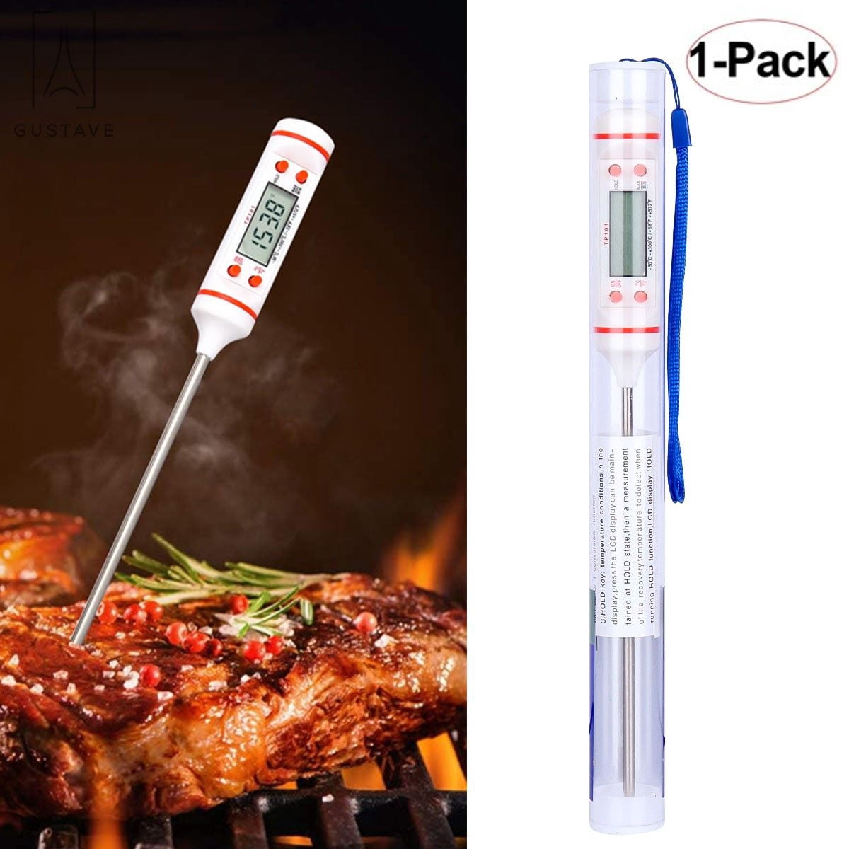 Gustave Digital Electronic Food Thermometer, Long Probe Digital Instant ...