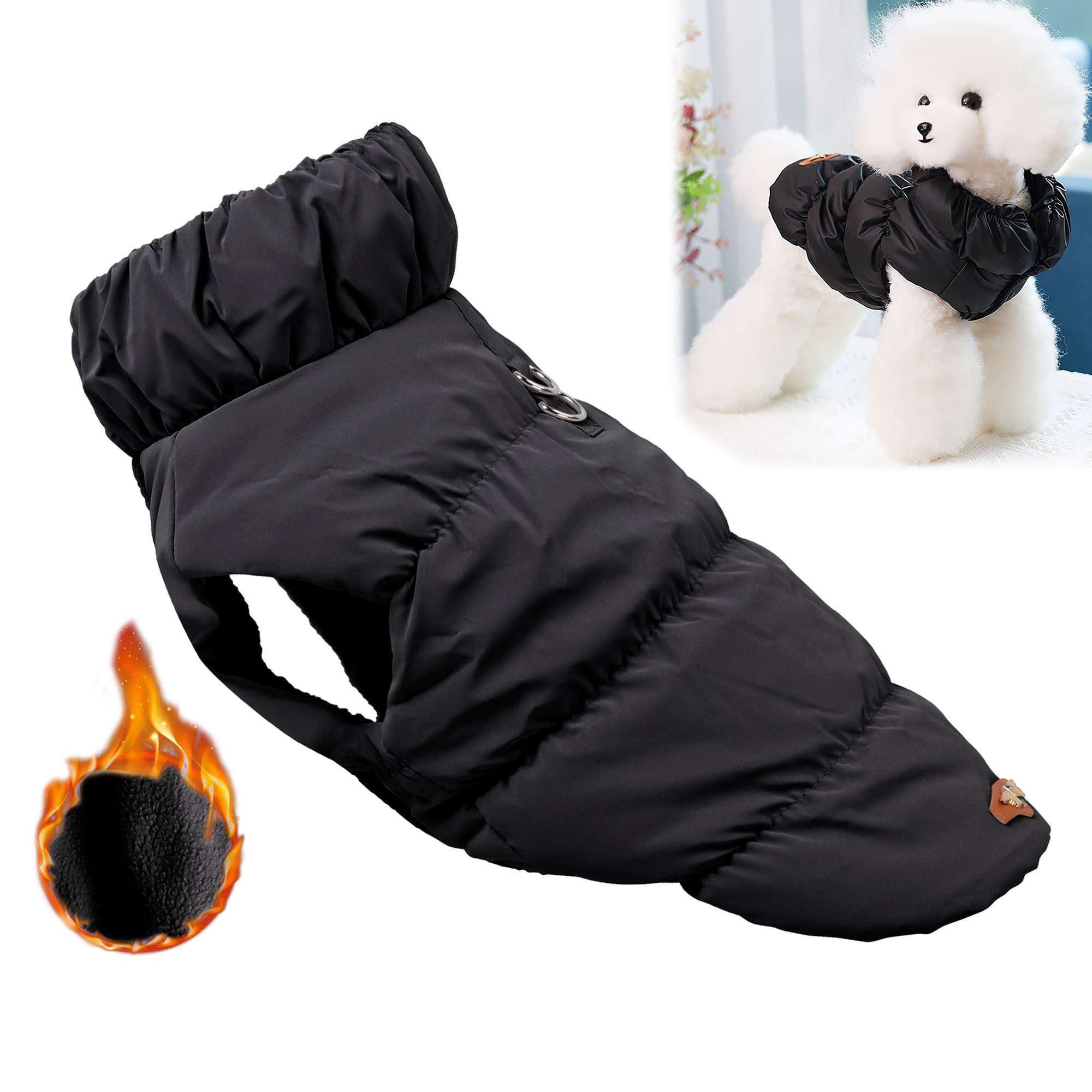Gustave Dog Coat Jacket Fleece Lined Warm High Collar Dog Vest Coats ...