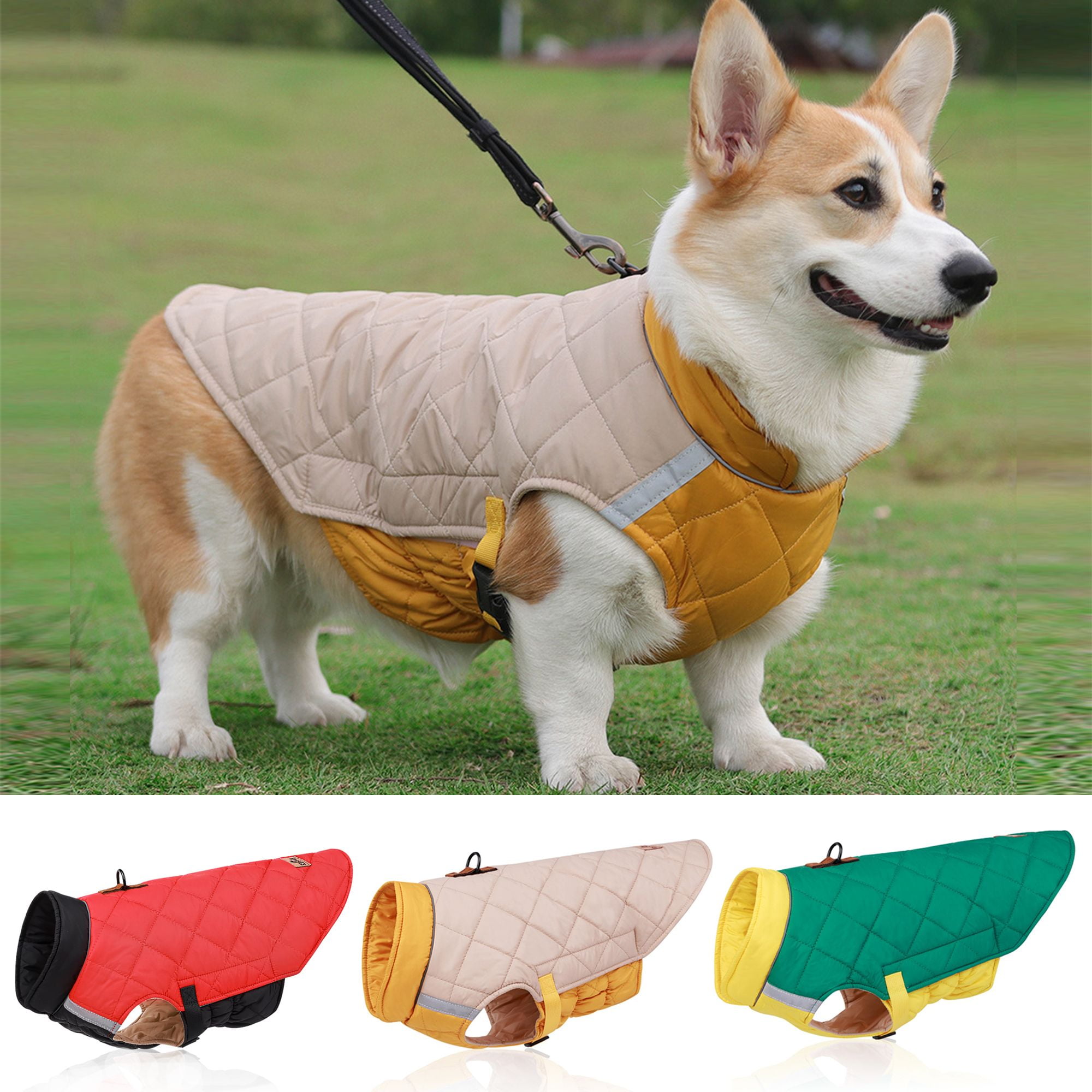 Gustave Dog Winter Coat Reflective Quilted Vest Pet Warm Cold Weather ...